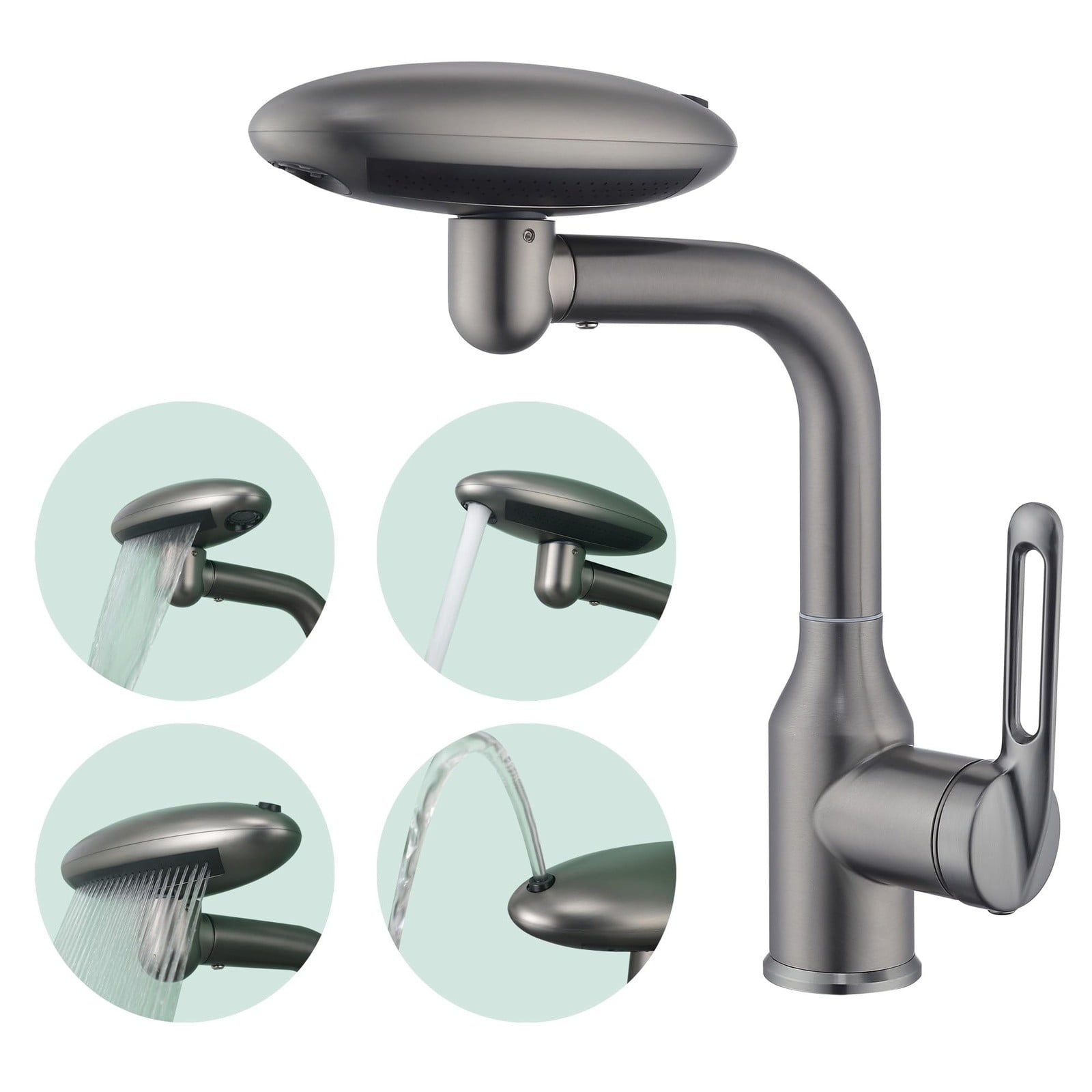 Ecohintz Bathroom Faucet, Modern Grey Bathroom Faucet with 360° Swivel ...