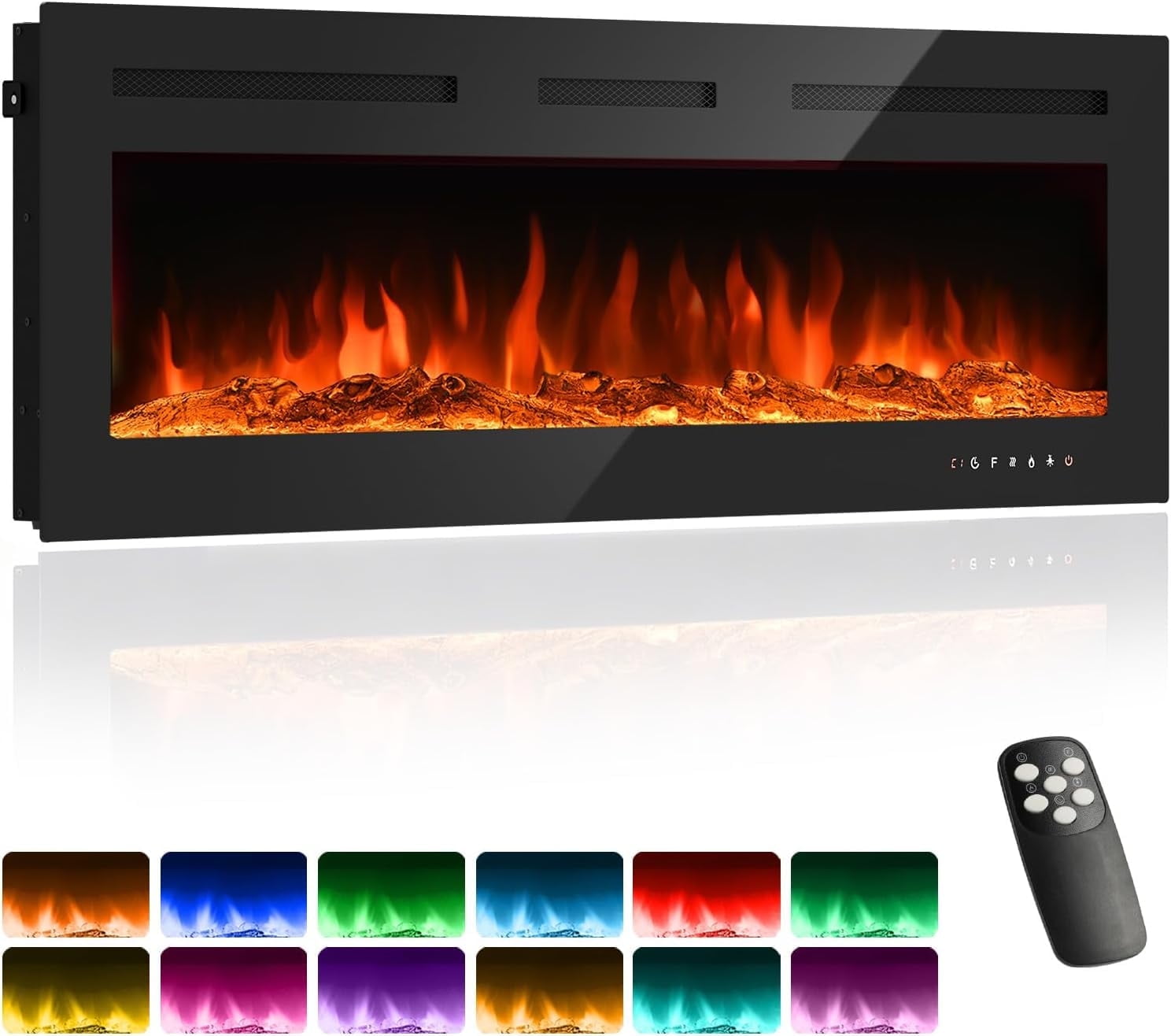 Ecojoy 50Inch Electric Fireplace Inserts - Ultra Narrow Frame Wall ...