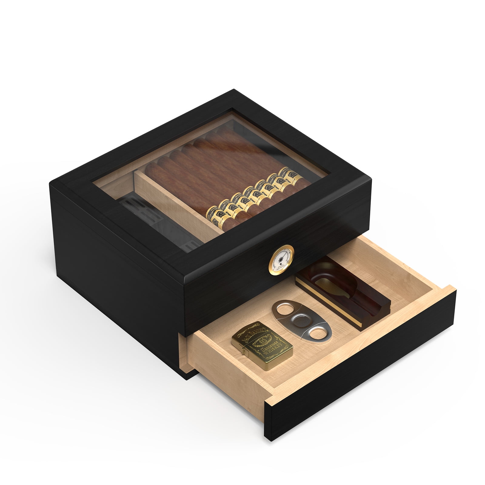 Ecojoy Cigar Humidor Case Box with Electric Hygrometer Humidifier ...