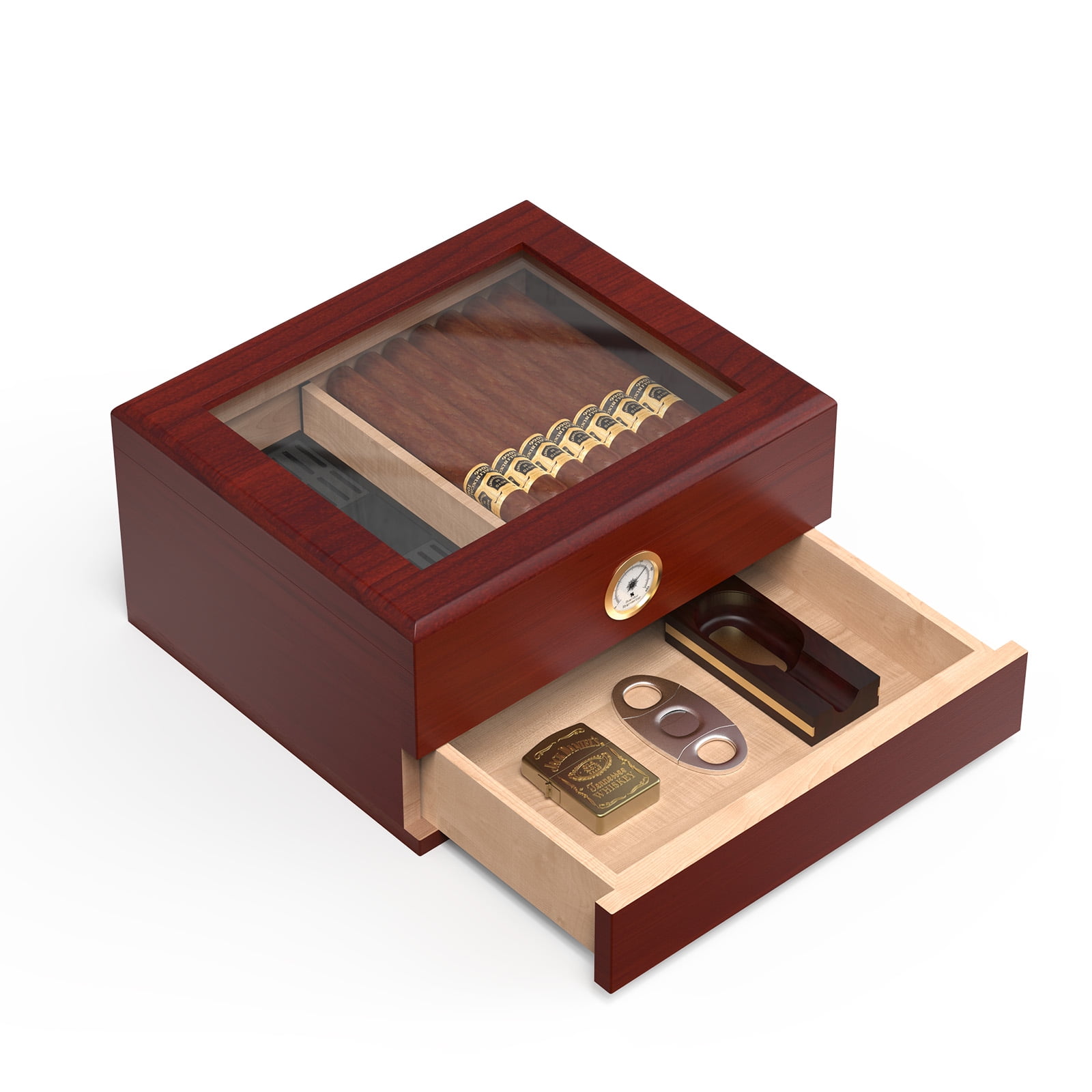 Ecojoy Cigar Humidor Case Box with Electric Hygrometer Humidifier ...