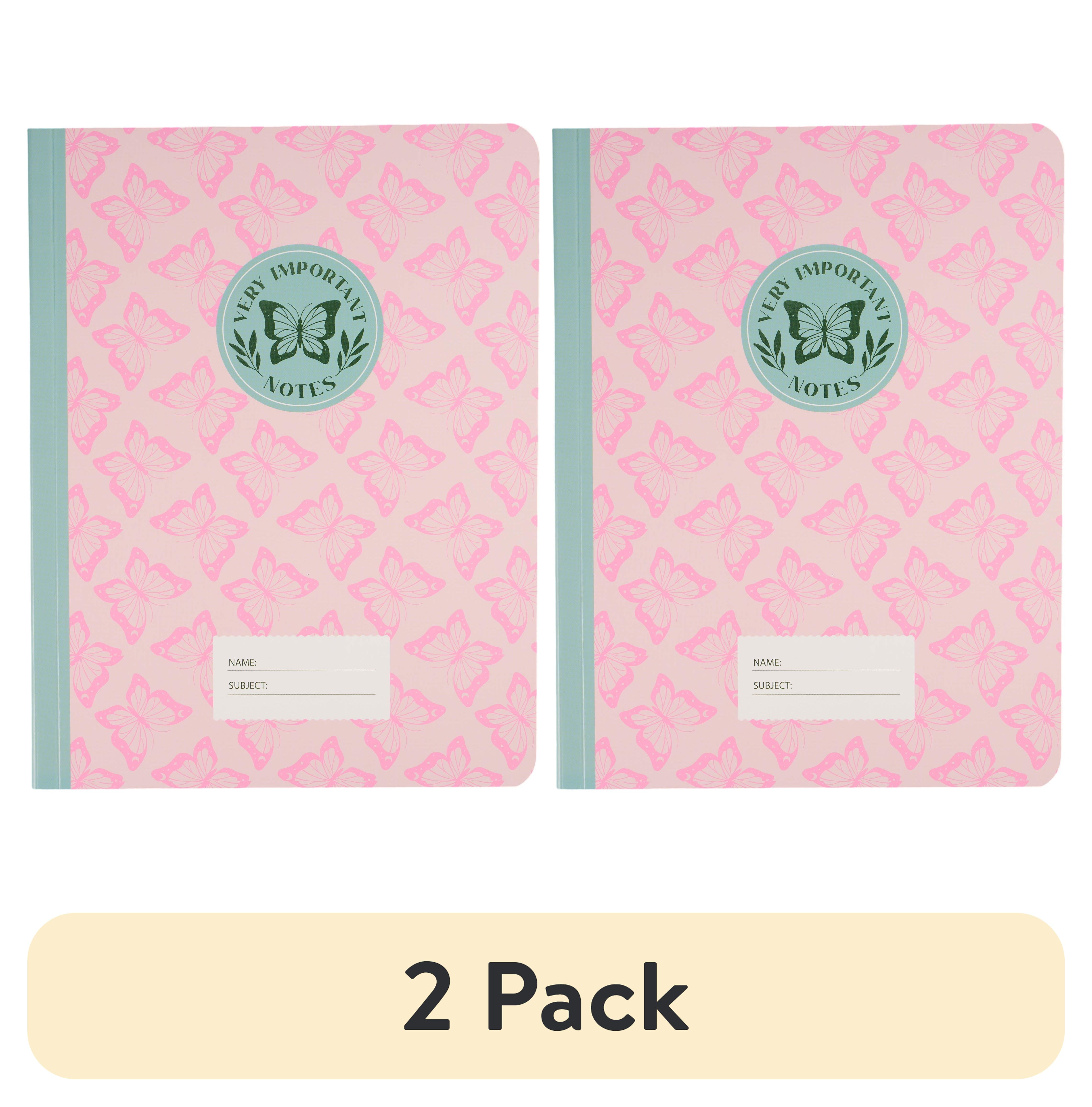 (2 pack) Ecokind by U Style Pink Butterfly Composition Book, 80 Sheets ...