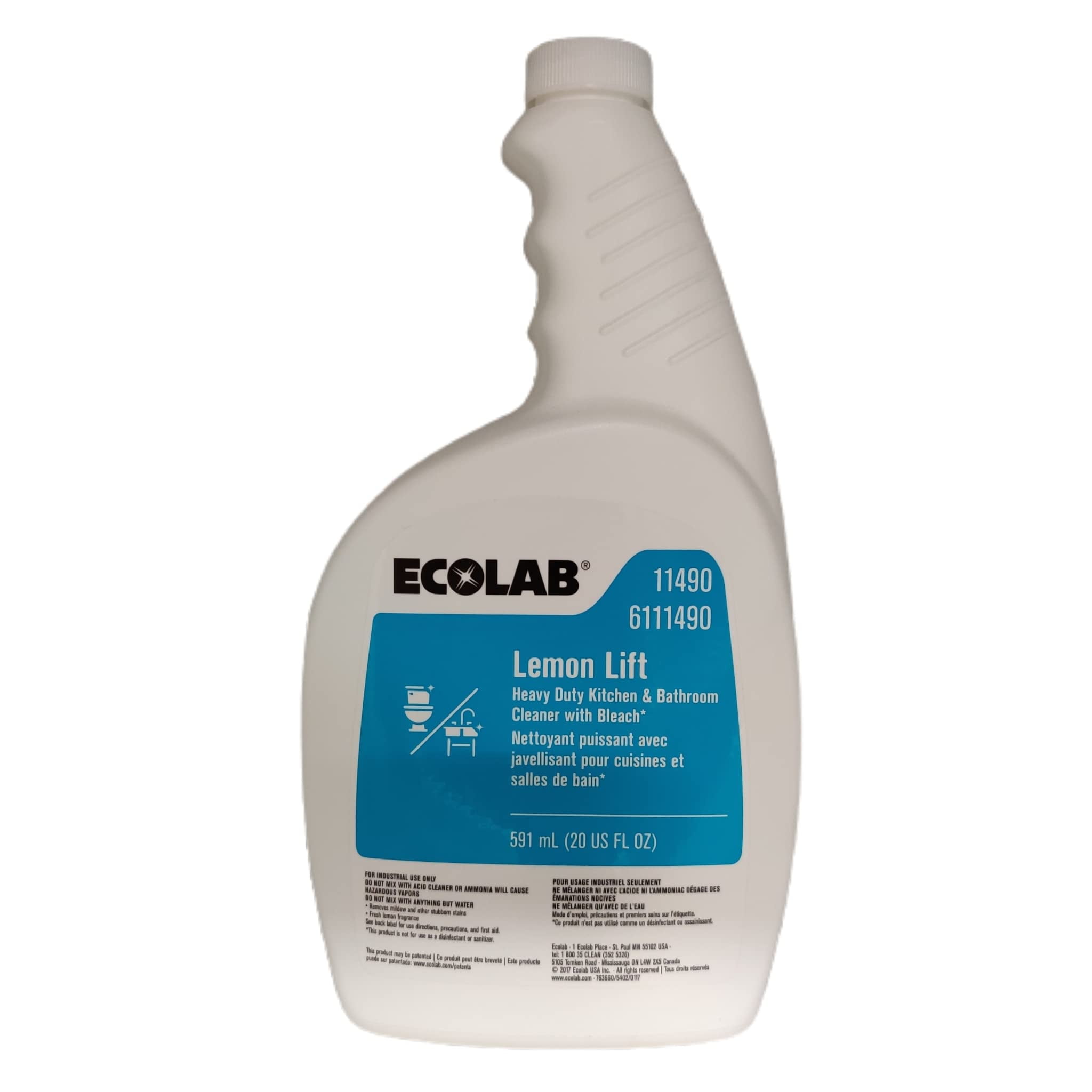 Ecolab Lemon Lift Heavy Duty Kitchen & Bathroom Cleaner with Bleach- 20 ...