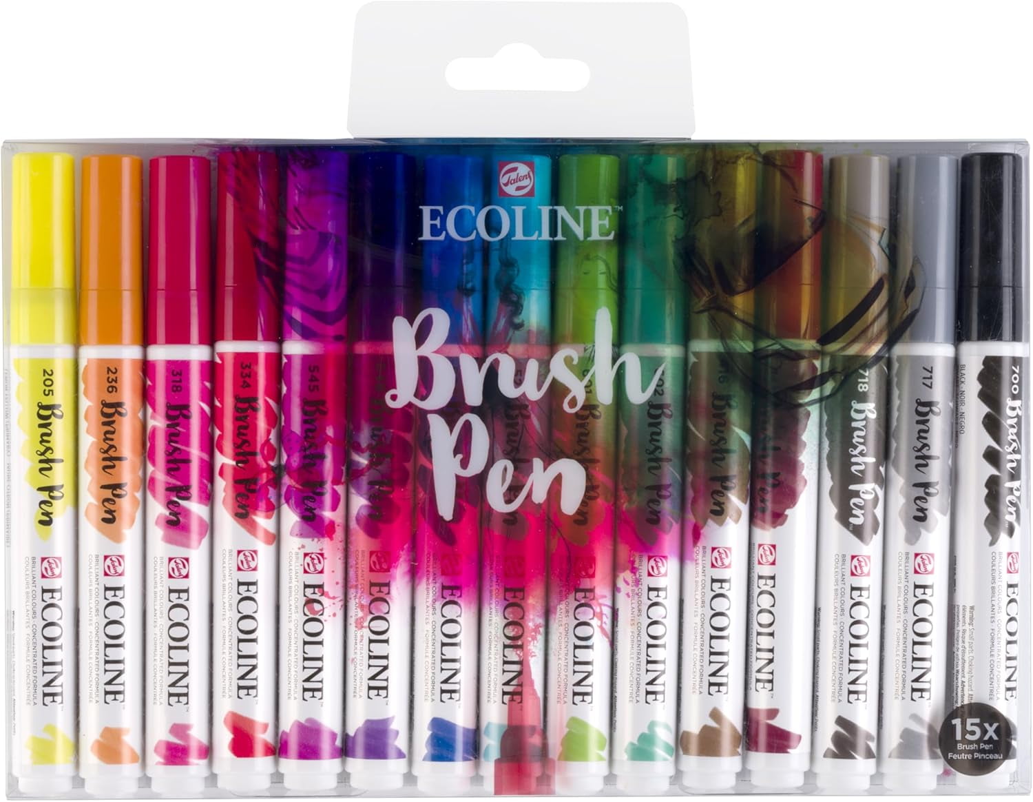 Ecoline Brush Pen Set of 15 Liquid Watercolor Pens – Basic Colors ...