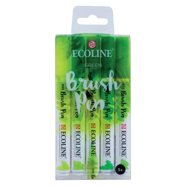 Ecoline Liquid Watercolour Brush Pen, 5-Color Green Set - Walmart.com
