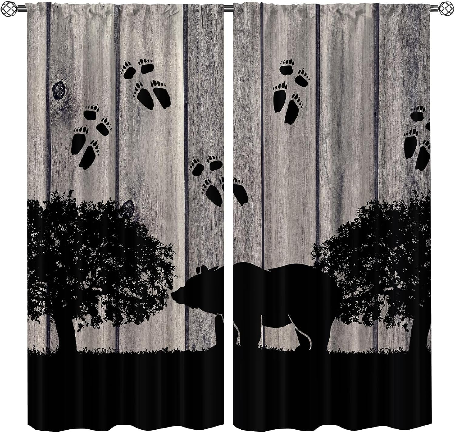 Ecology Nature Theme Curtains, Wildlife Animal Footprints Living Room ...