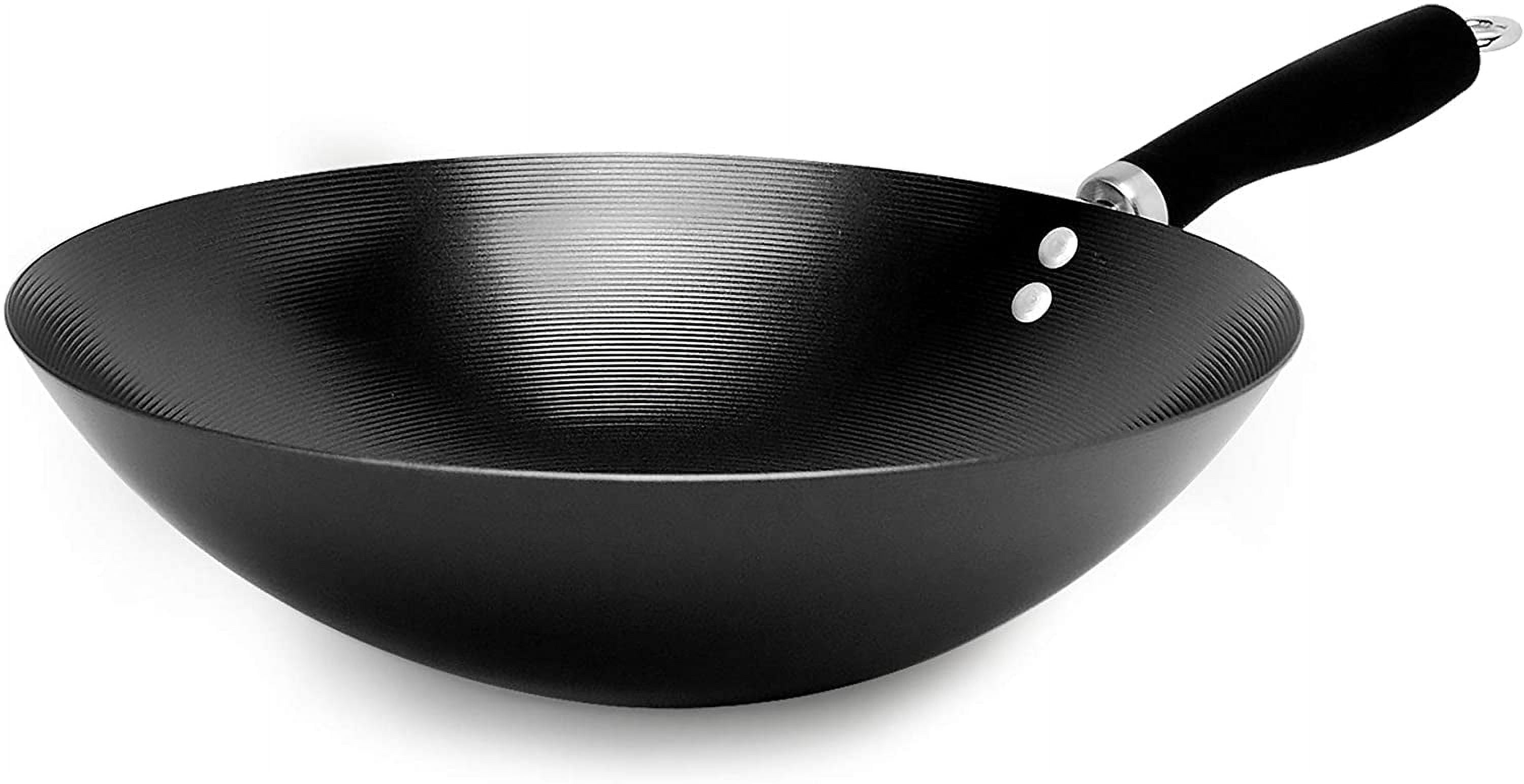 Ecolution Non-Stick Carbon Steel Wok with Soft Touch Riveted Handle, 12 ...