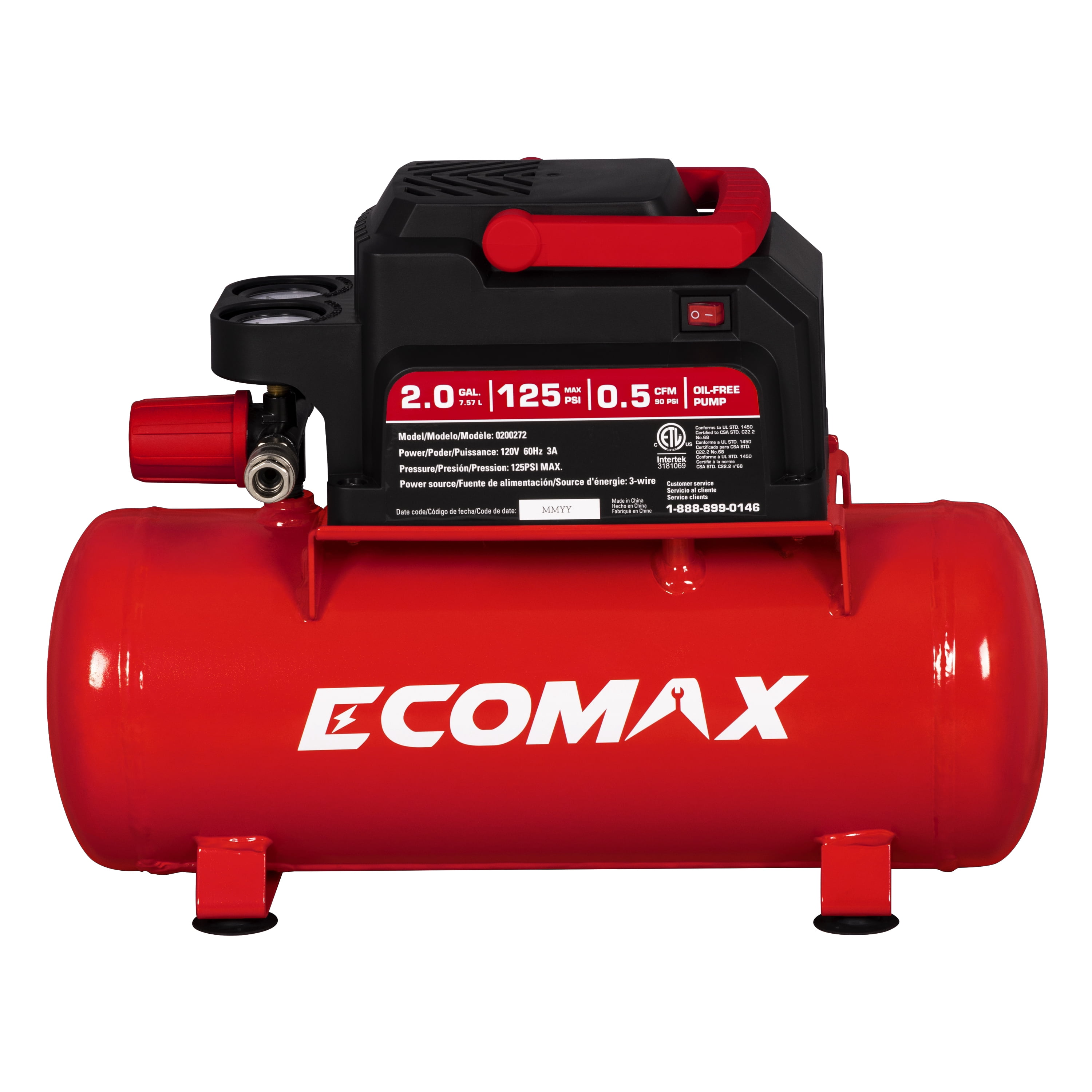 Ecomax 2 Gallon 125 PSI Air Compressor with Hose and Accessories ...