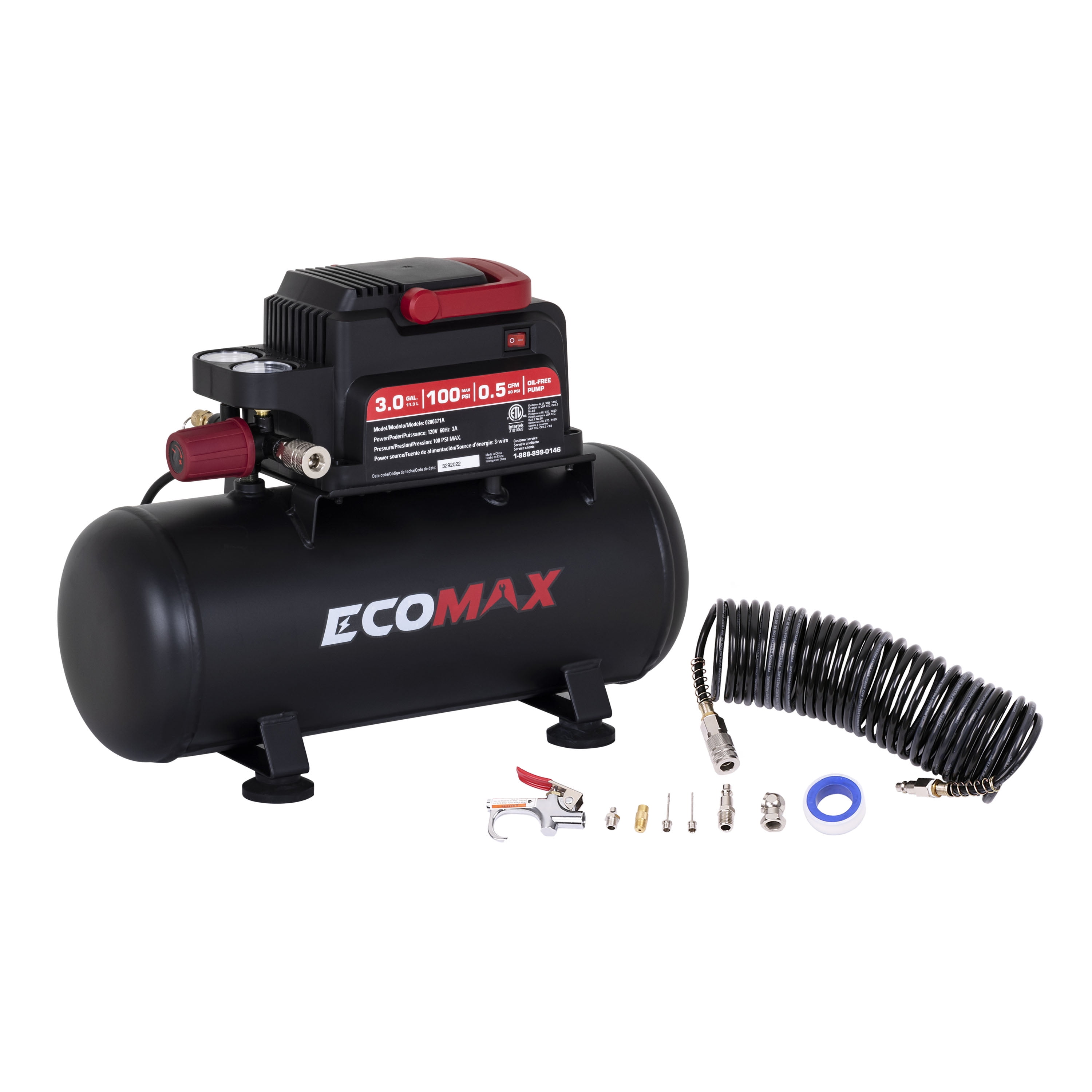 Ecomax 3 Gallon 1/3HP Air Compressor - Walmart.com