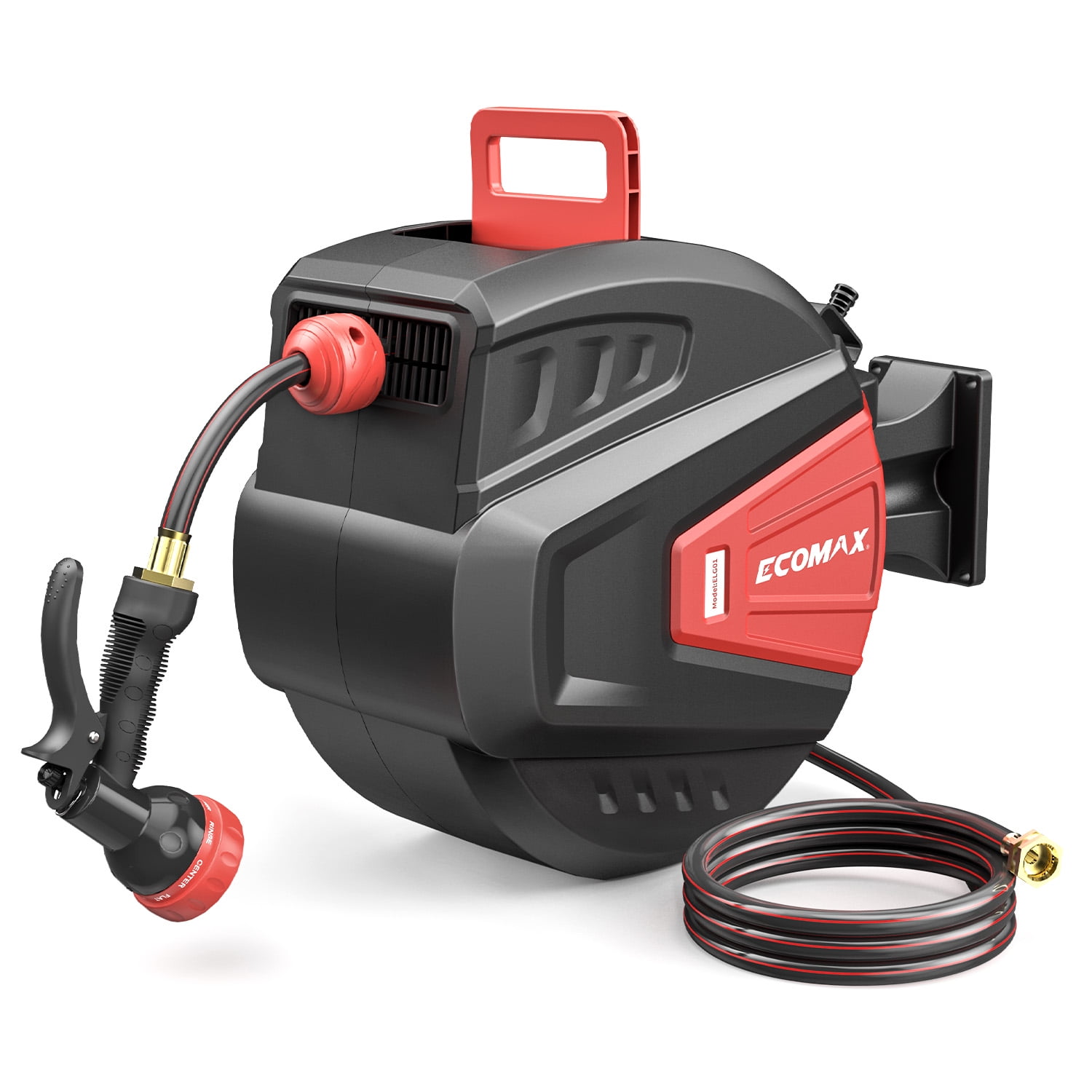Ecomax 1/2in. x 100ft Retractable Garden Hose Reel with Slow Return, 9 ...