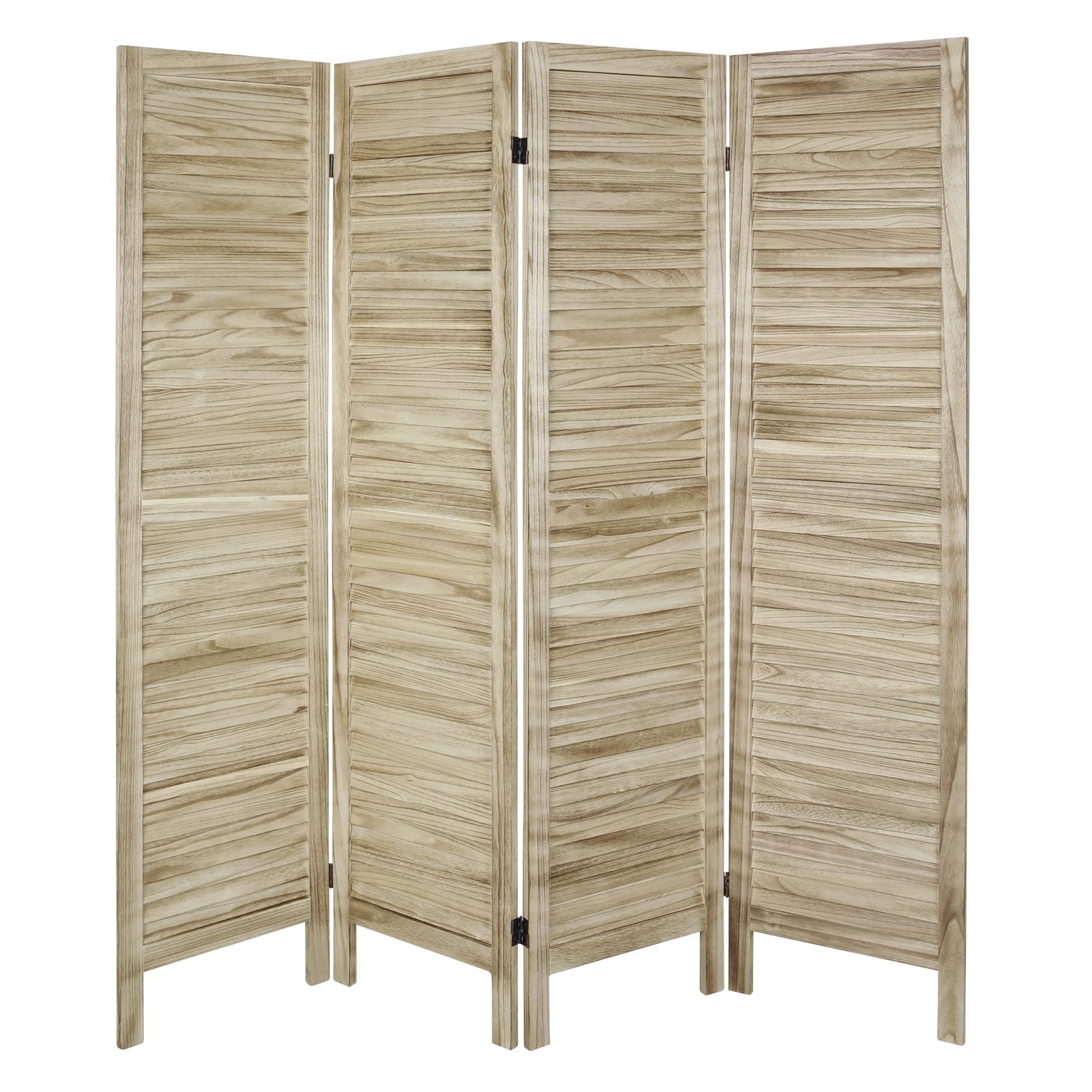 Ecomex 4 Panels Wood Room Divider, Folding Screen, Louver Design, 5.6Ft ...