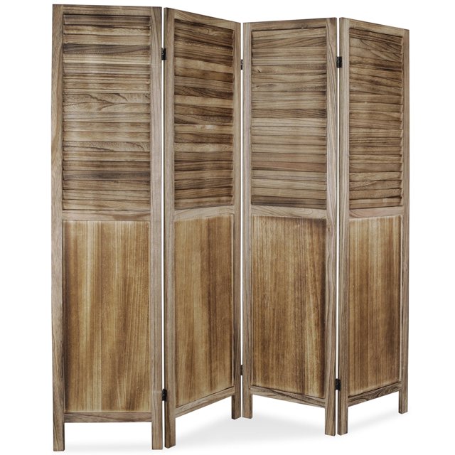 Ecomex 4 Panels Room Divider Half Louver-Design Wood Folding Privacy ...