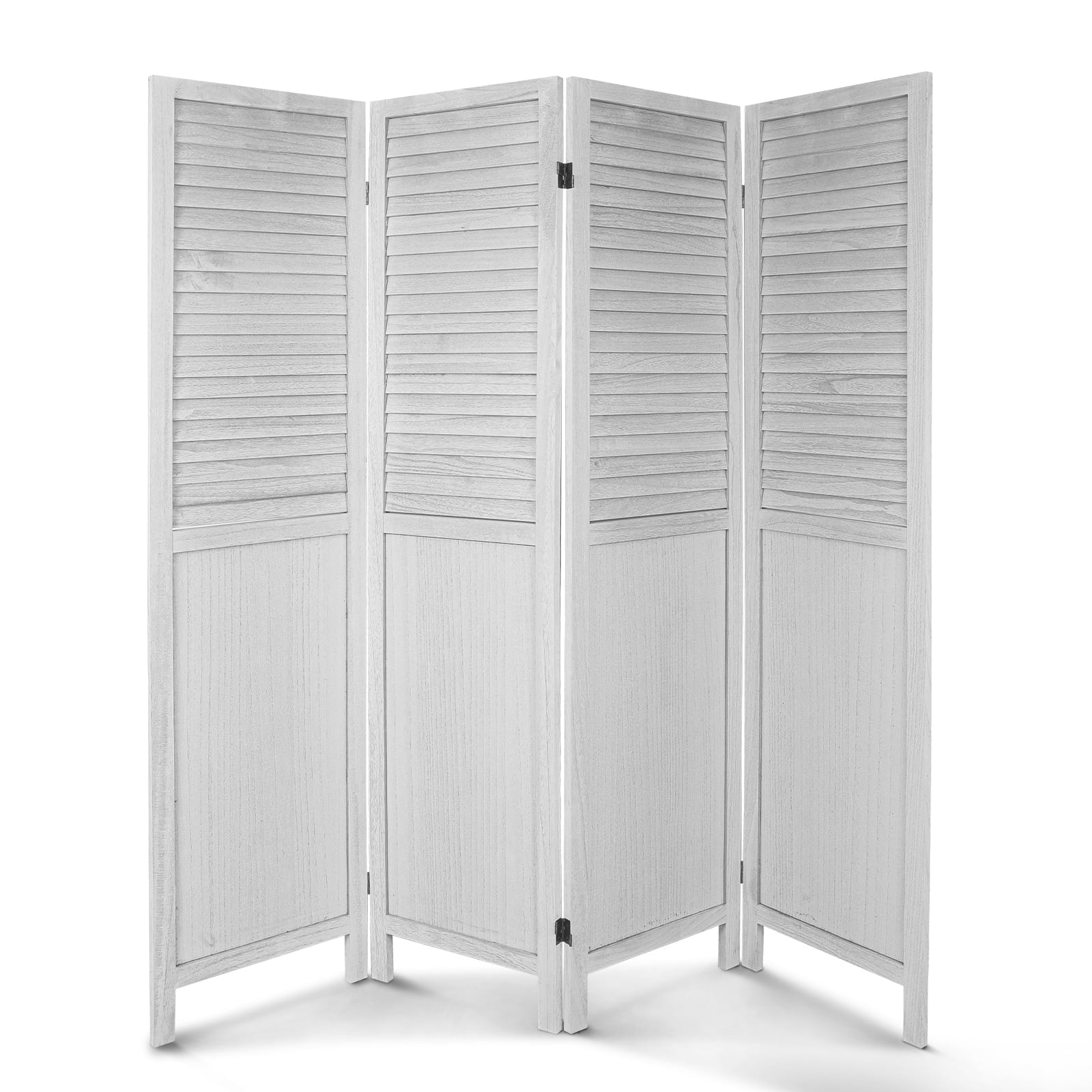 Ecomex 4 Panels Room Divider Half Louver-Design Wood Folding Privacy ...