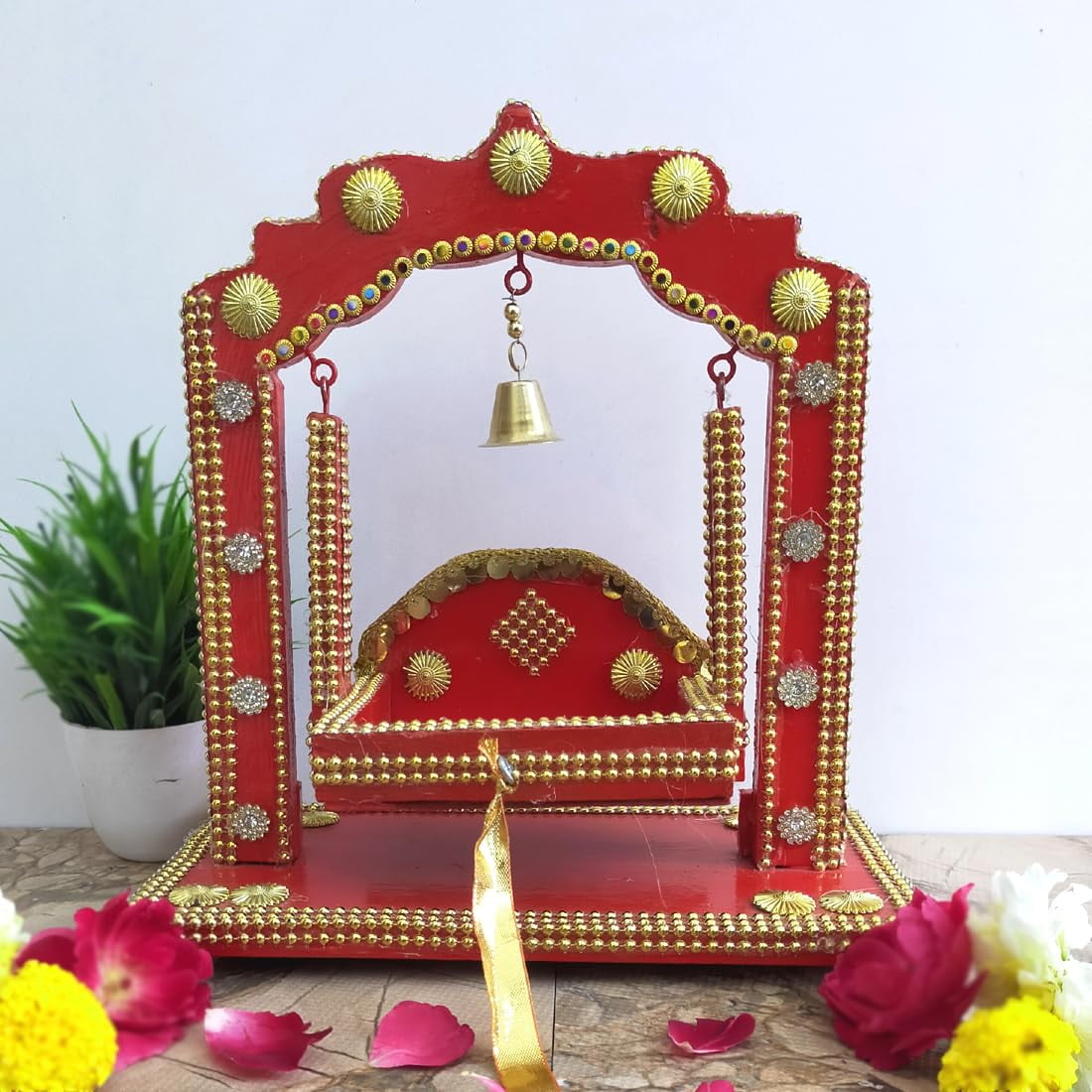 Ecommall Laddu Gopal Jhula Size 012 No Wooden Janmashtami Decorative ...