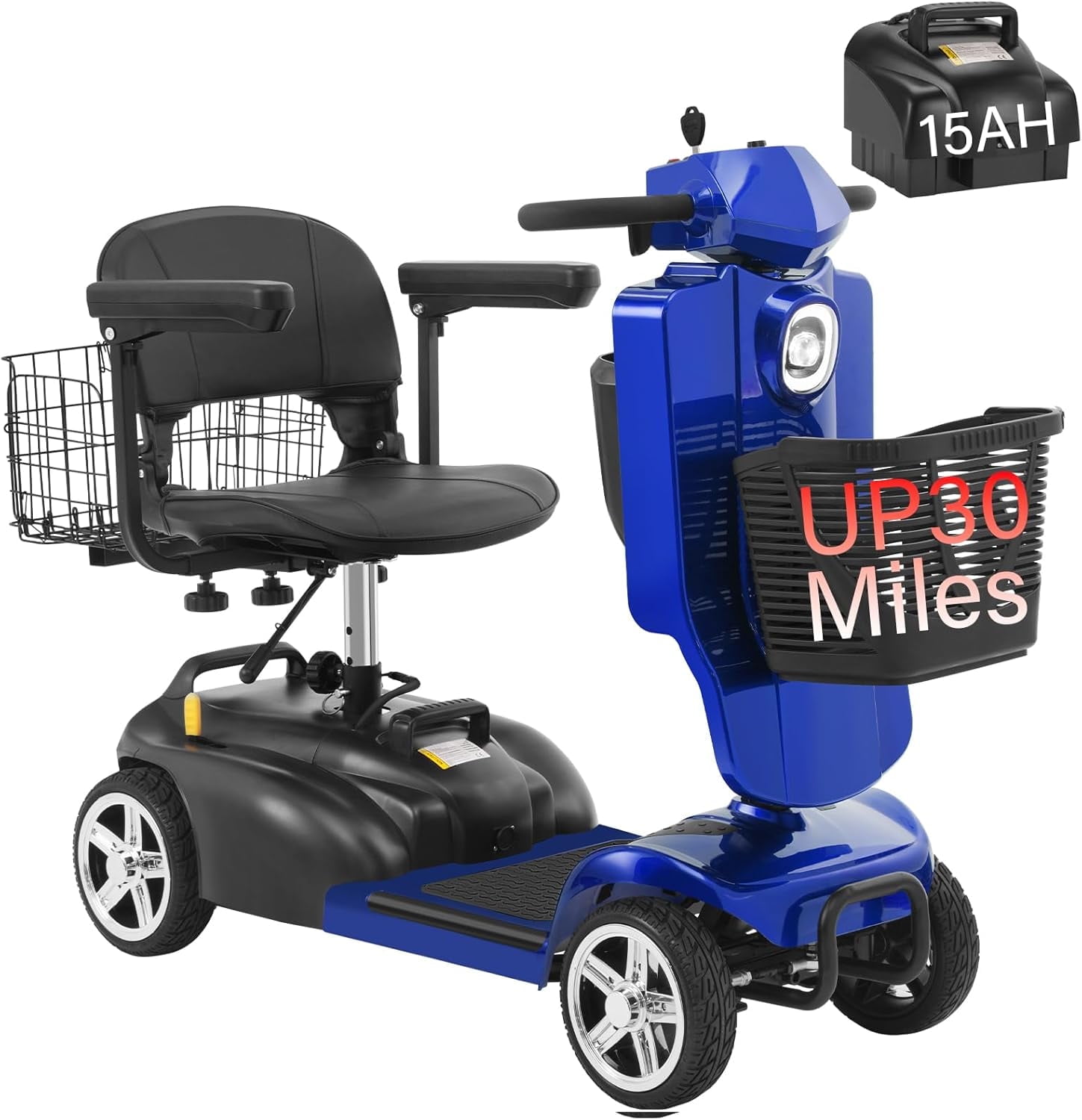 Ecomobi MS07Pro 30 Miles 4 Wheels Mobility Scooter for Adults/Seniors ...