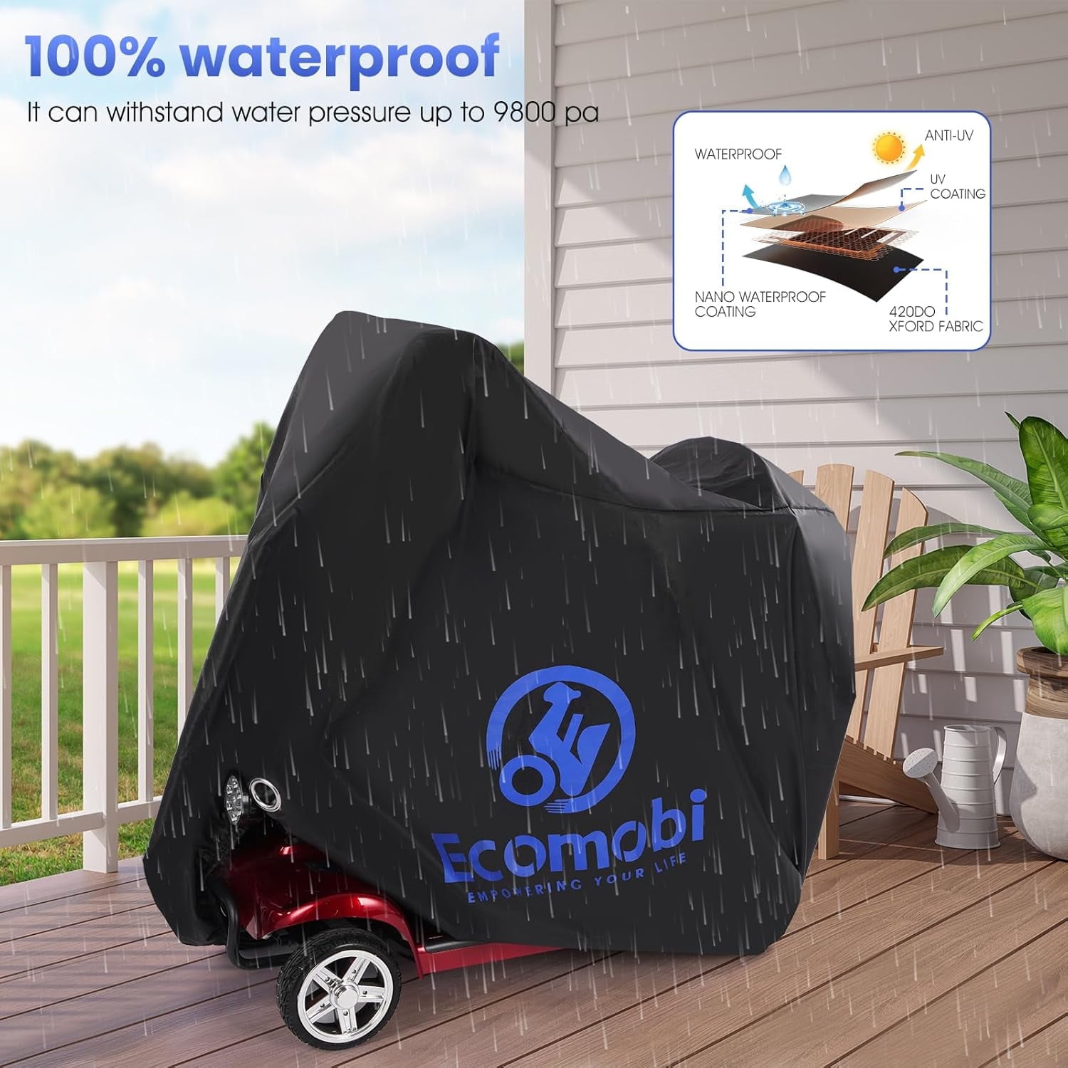 Ecomobi Waterproof Mobility Scooter Cover, Wheelchair Storage Cover ...