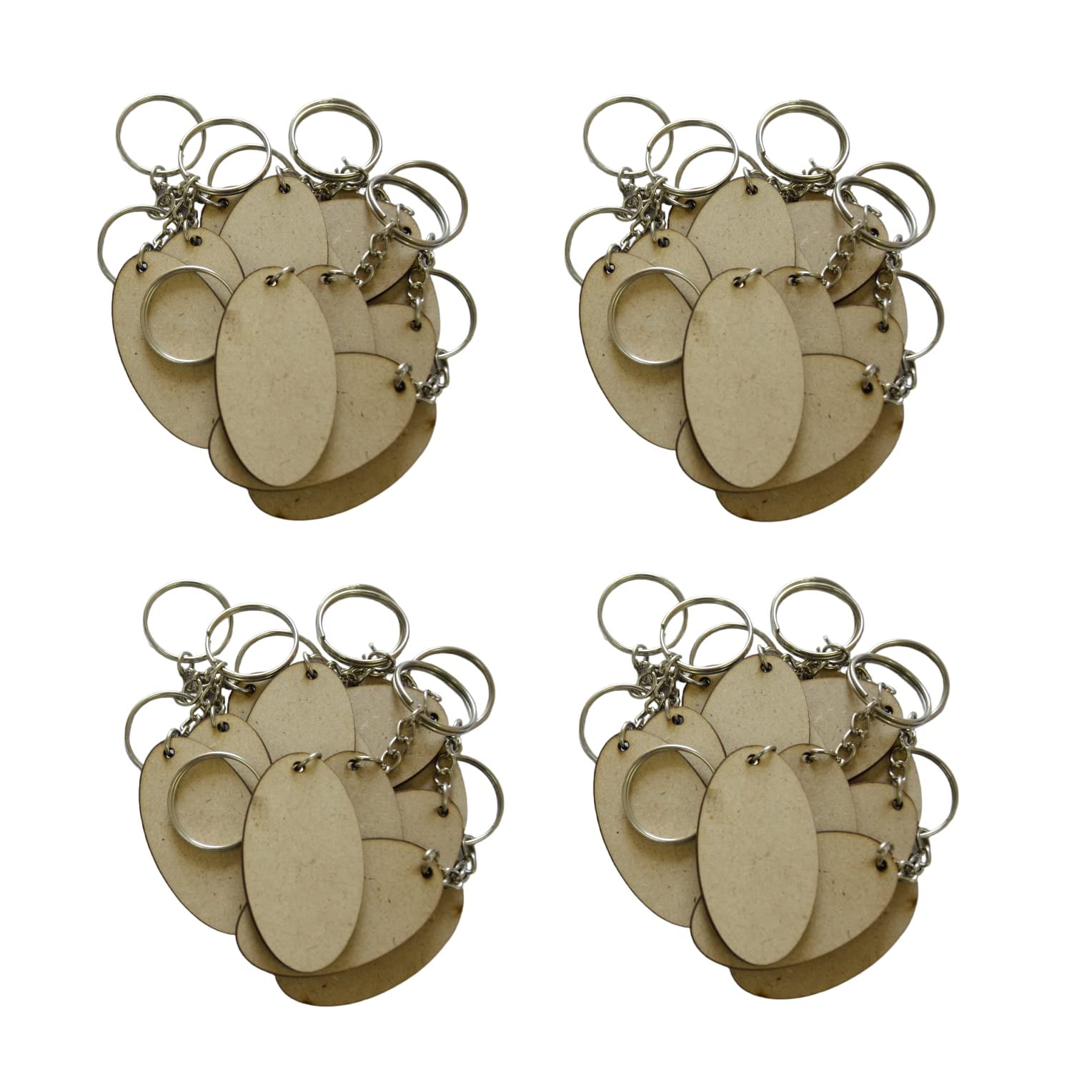 Ecomology 40 Pcs Oval Shape Key Chains with Ring 50 x 50 mm Mandala Art ...