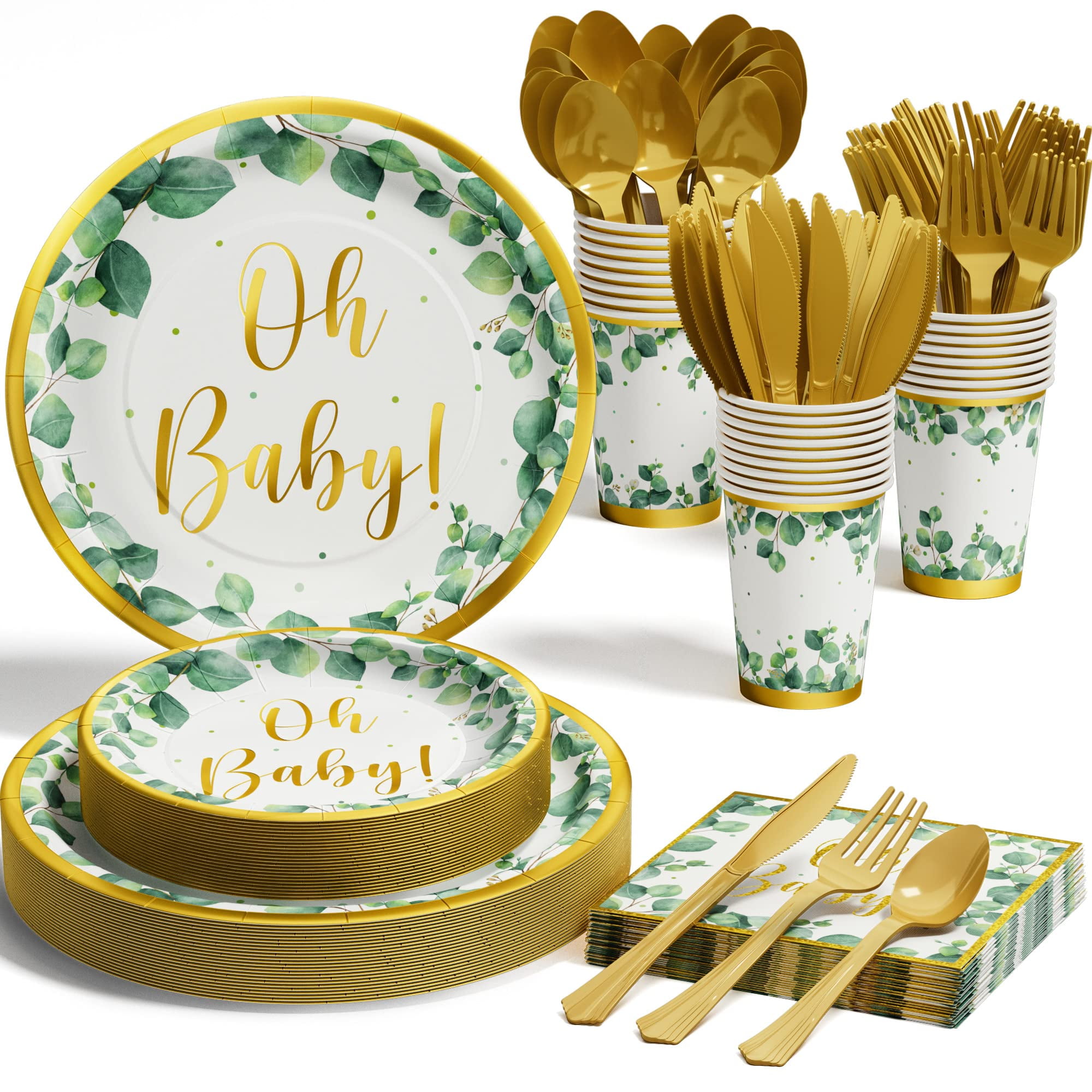 Ecomore Sage Greenery Baby Shower Party AFN1Supplies - 175 Neutral ...