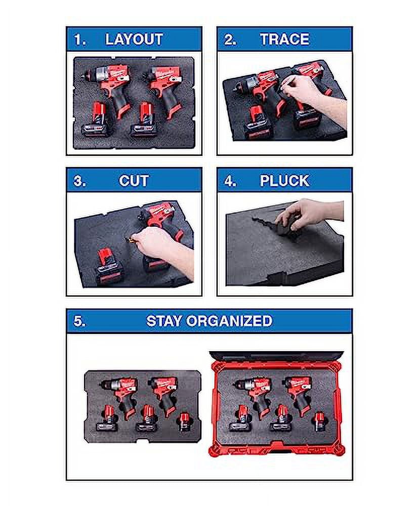 Econo Foam Inserts (2 - Piece Kit) Tailored to Milwaukee Packout™ Model ...