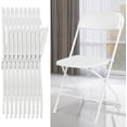 EconoHome 10 Pack White Plastic Folding Chairs, Heavy-Duty Steel Frame ...