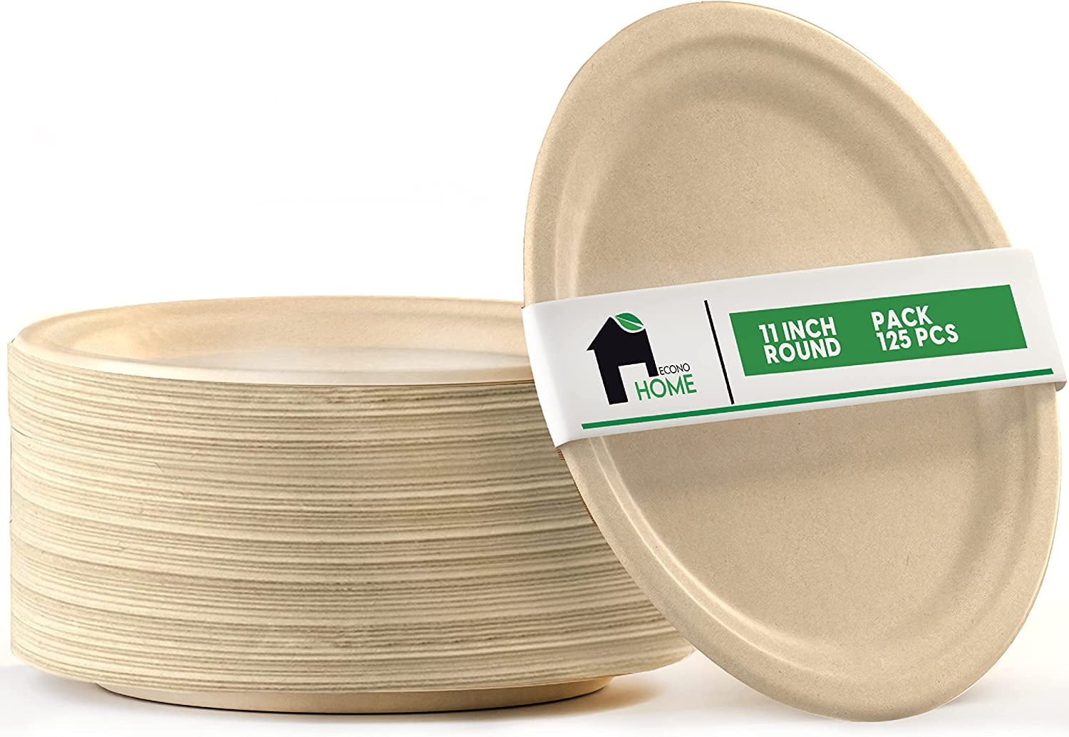 EconoHome 11 Inch Compostable Plates [125-Pack] - Eco-Conscious ...