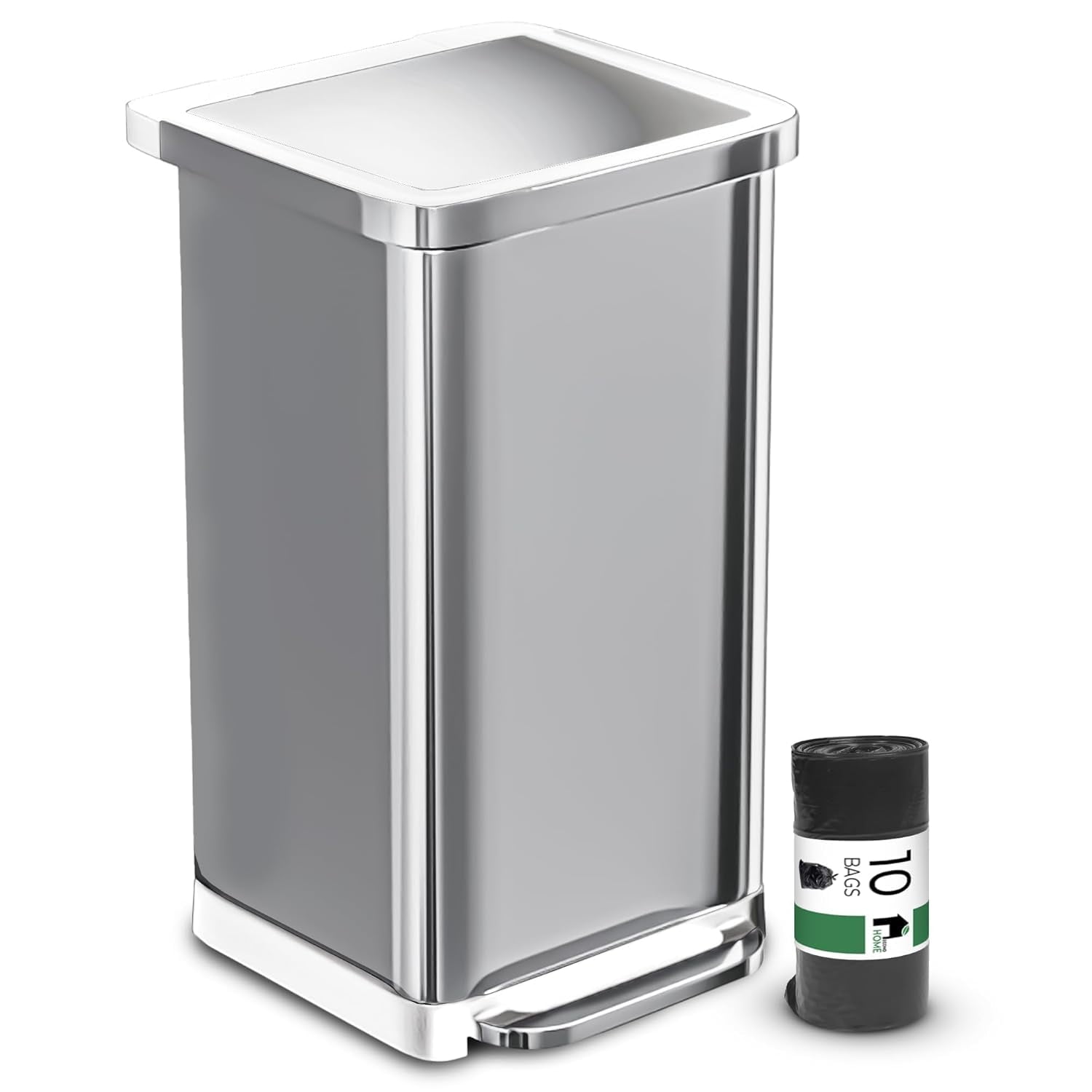 EconoHome 20 Gallon Stainless Steel Large Kitchen Trash Can with Foot ...