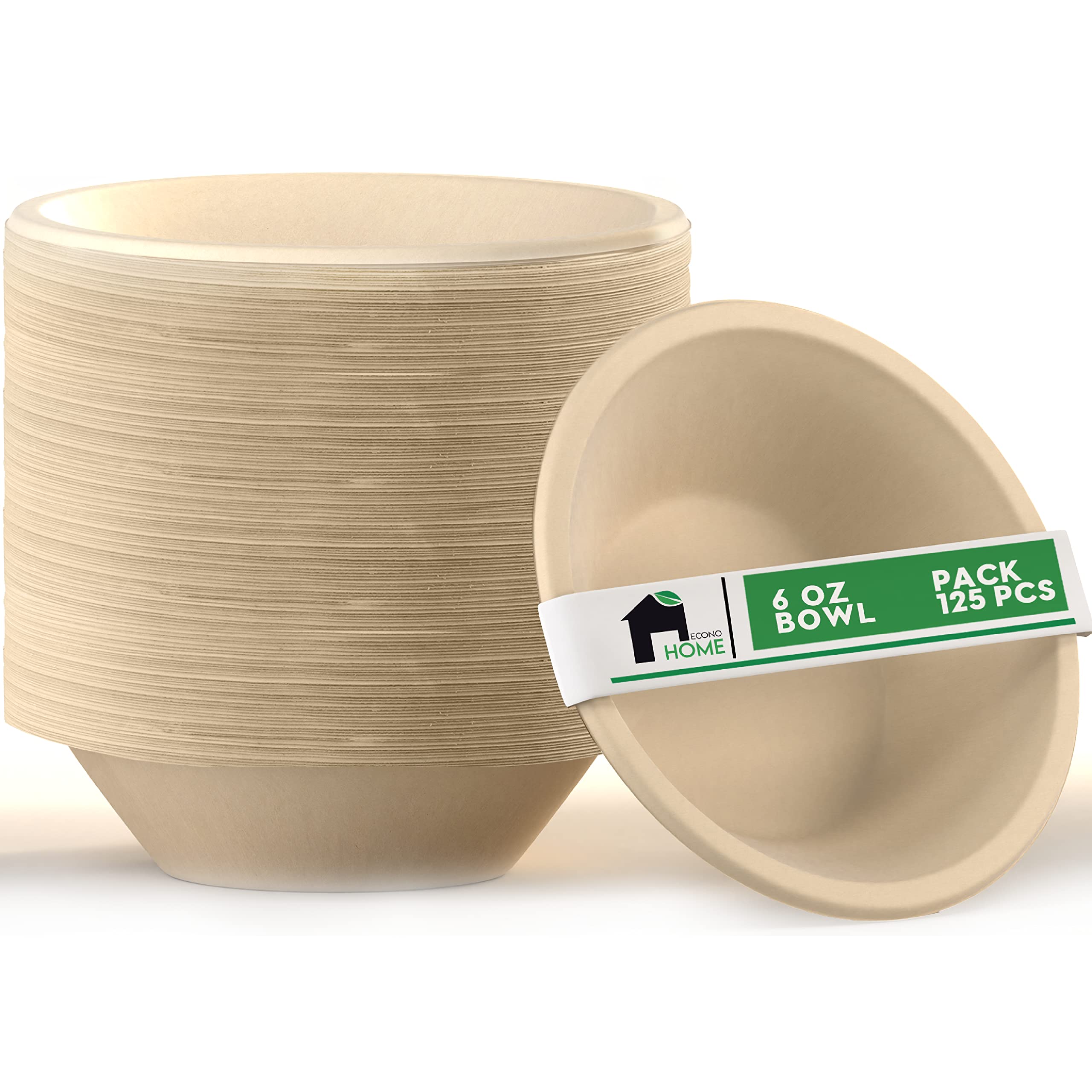 EconoHome 6 oz. Compostable TSF6 Paper Bowls [125-Pack] - Eco-Conscious ...