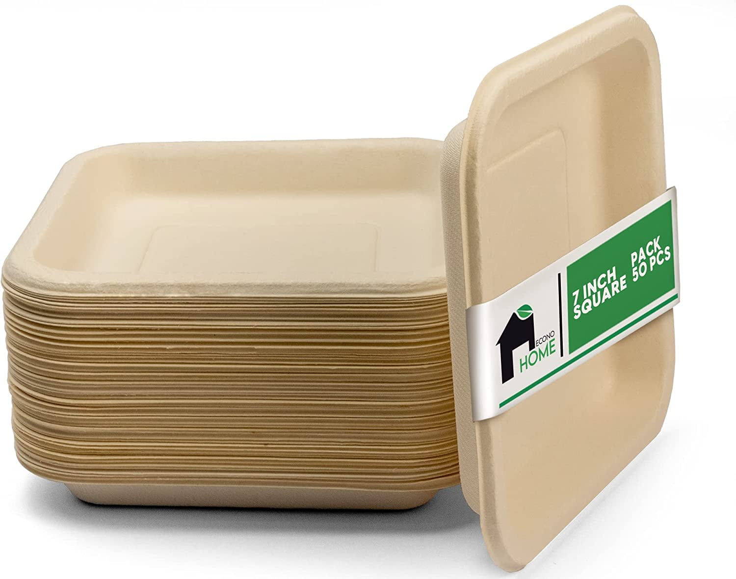 EconoHome 7 Inch [50-Pack] Compostable, Microwaveable Heavy Duty Plates ...