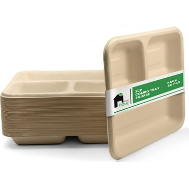 Stack Man Compostable Oval Paper Plates [10 Inch] - [50-Pack] Heavy ...