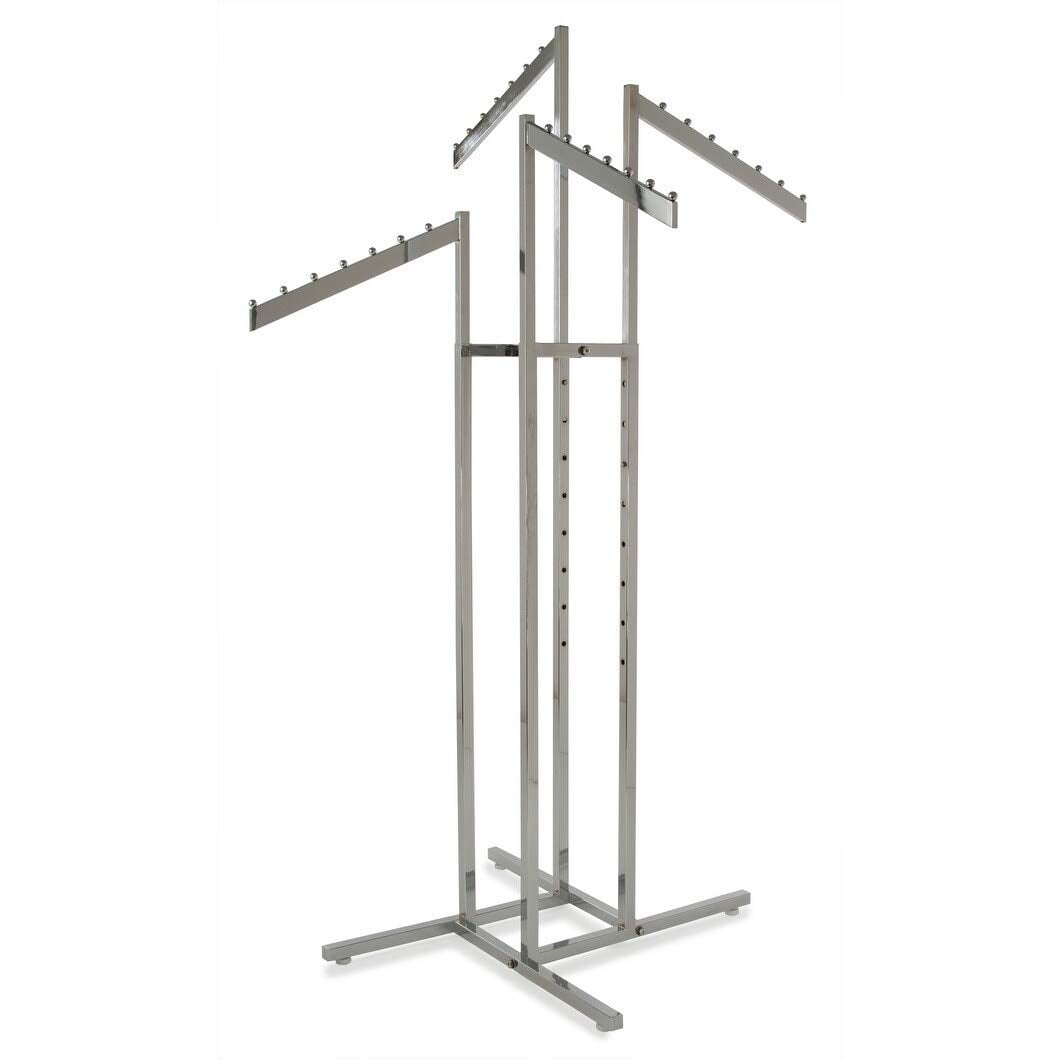 Econoco - Chrome 4-Way Clothing Rack, 4 Slant Adjustable Height Arms ...