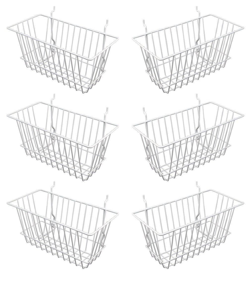 Econoco - White Multi-Fit Narrow Wire Basket for Slatwall, Pegboard or ...