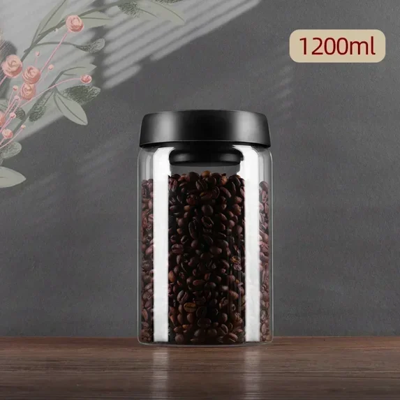 Economic 500ml Vacuum Sealed Jug Coffee Beans Glass Airtight Canister ...