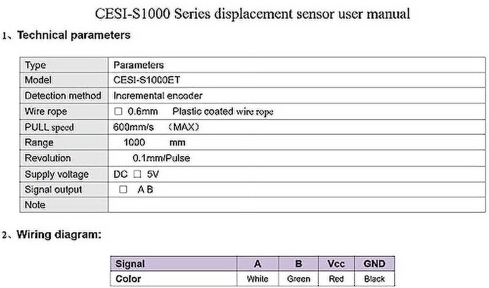 Economical 1000 mm Draw Wire Displacement Linear Encoder Sensor AB ...