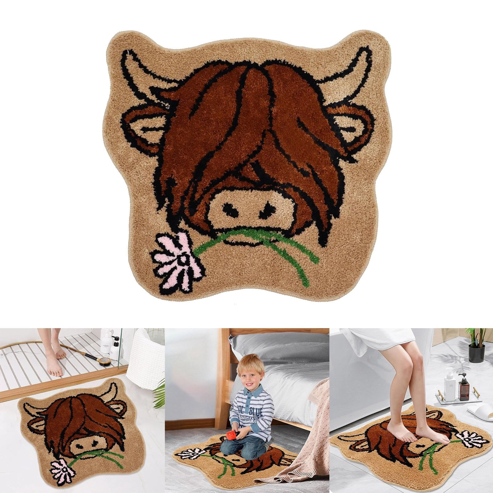 Economical Cute Cow Head Entrance Welcome Mat Non Slip Rubber Back ...