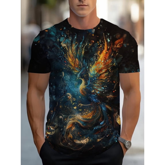 Economical Versatile Men's T-Shirt: Cool Phoenix Print Casual Sports ...
