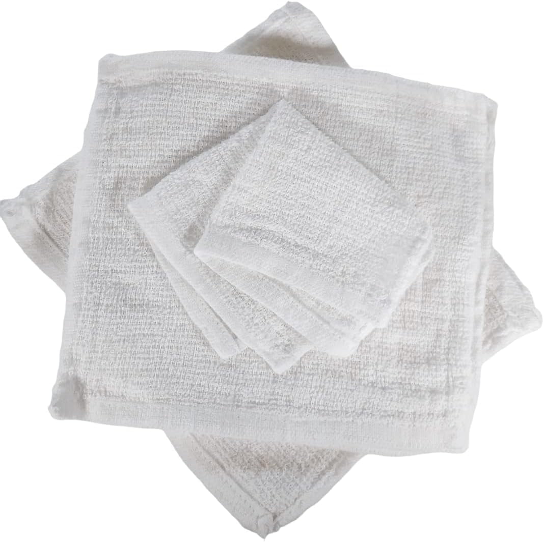 Economy Towels,(White 8X8in.) Small Washcloths Set. 100% Cotton Cloth ...