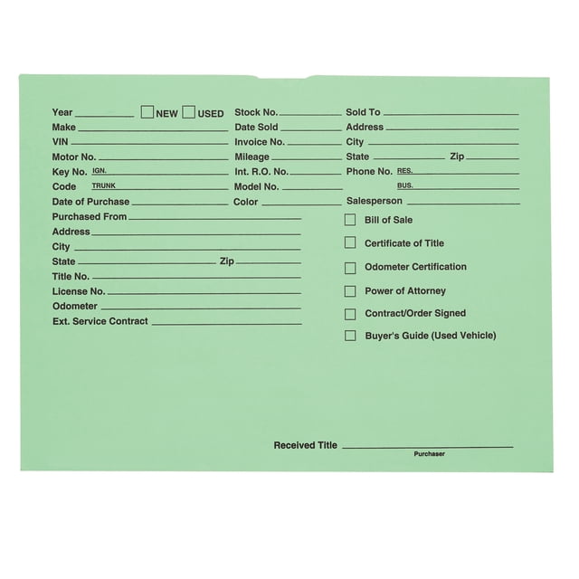 Economy Vehicle Deal Ticket - Green - 9 1/2"H x 11 3/4"W - Pack of 100 ...