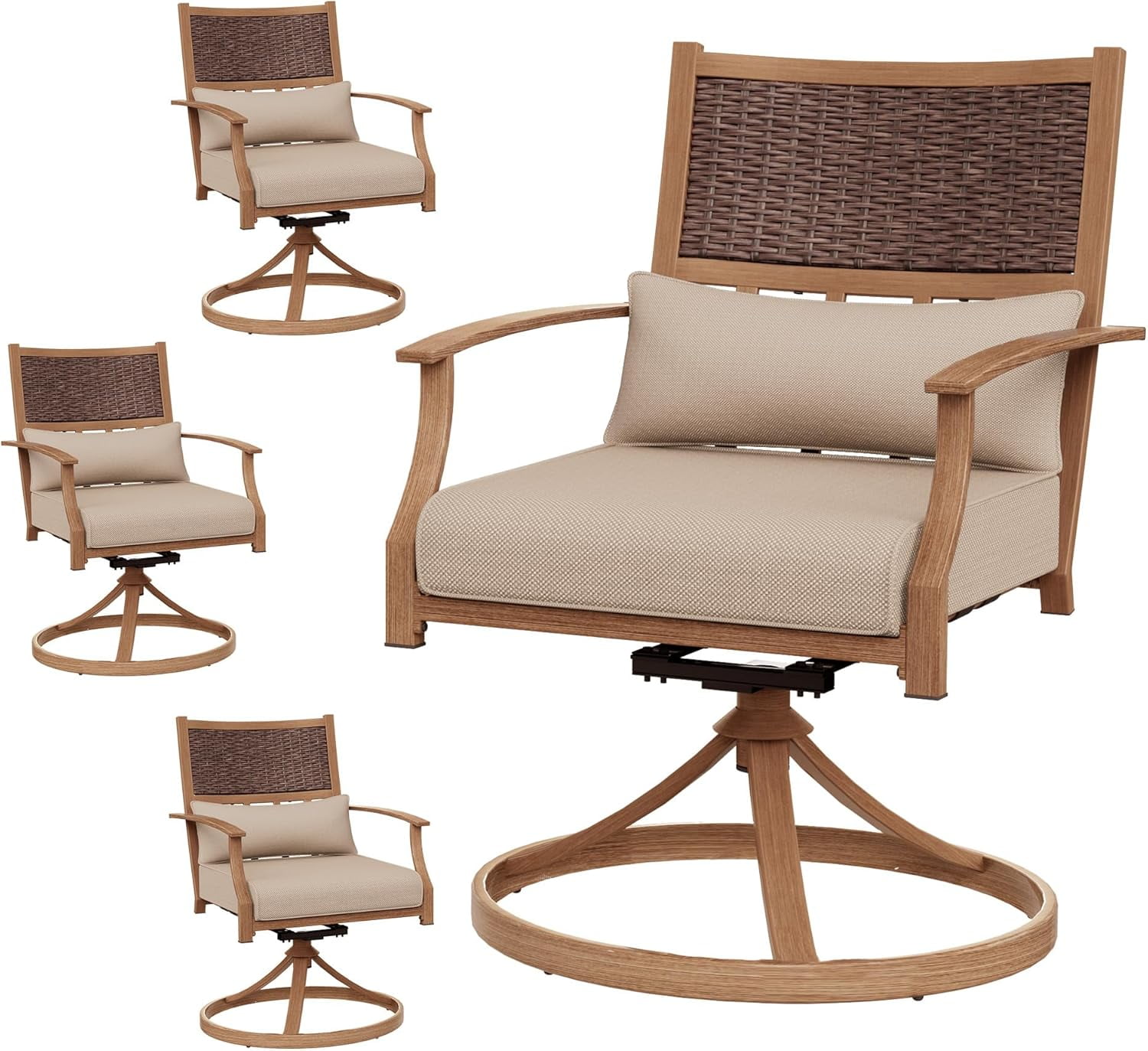 ECOPATIO Patio Swivel Chairs Set of 4, All Weather Swivel Rocker Chairs ...