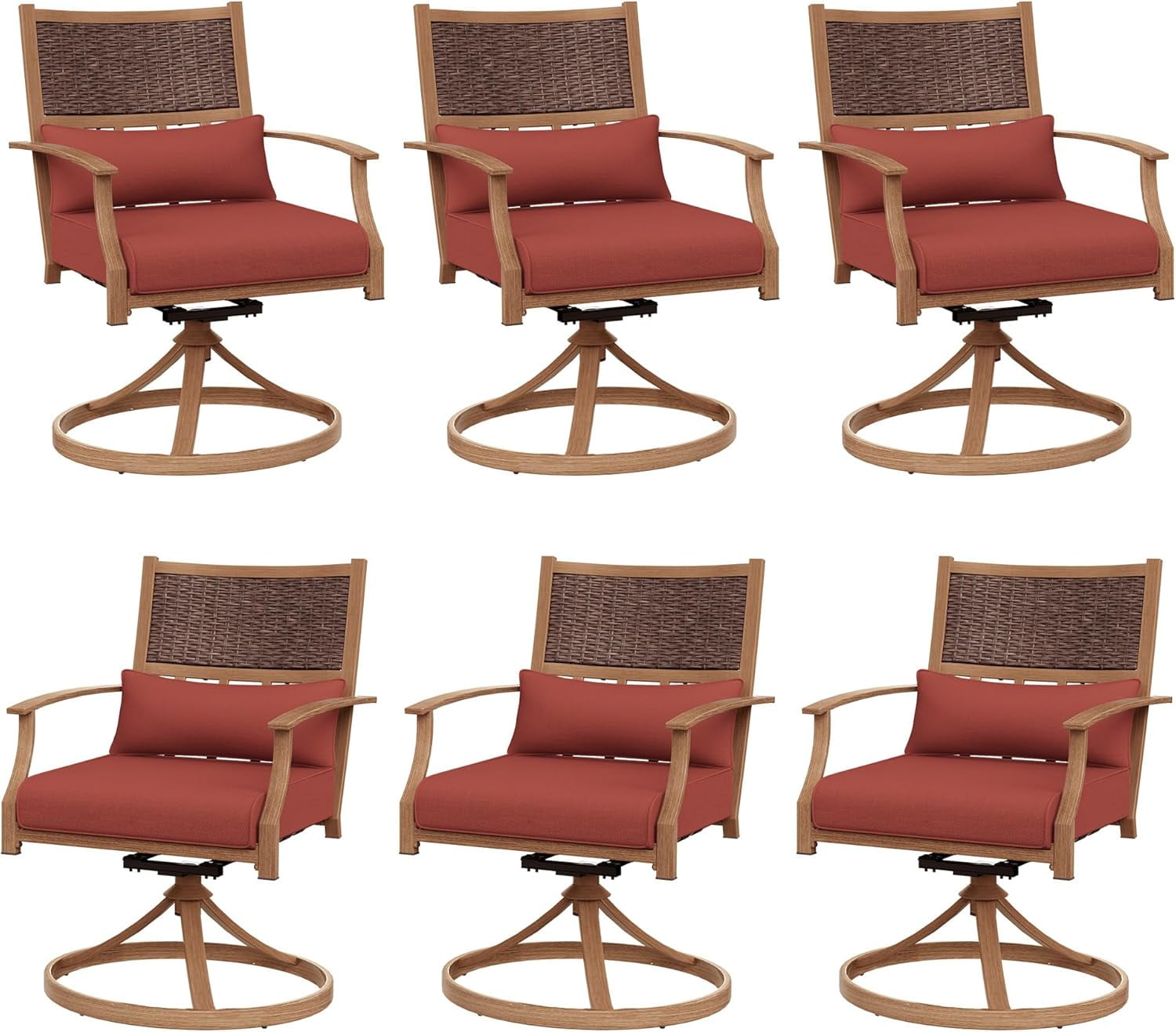 ECOPATIO Patio Swivel Chairs Set of 6, All Weather Swivel Rocker Chairs ...