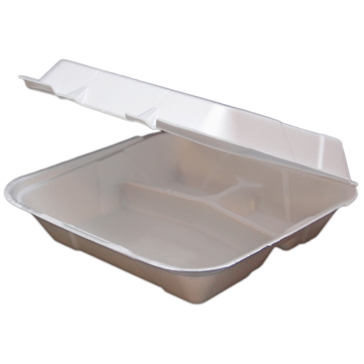 Ecopax U-Vent Hinged Foam Container, RE993, Regal-Plain 3-Compartment ...