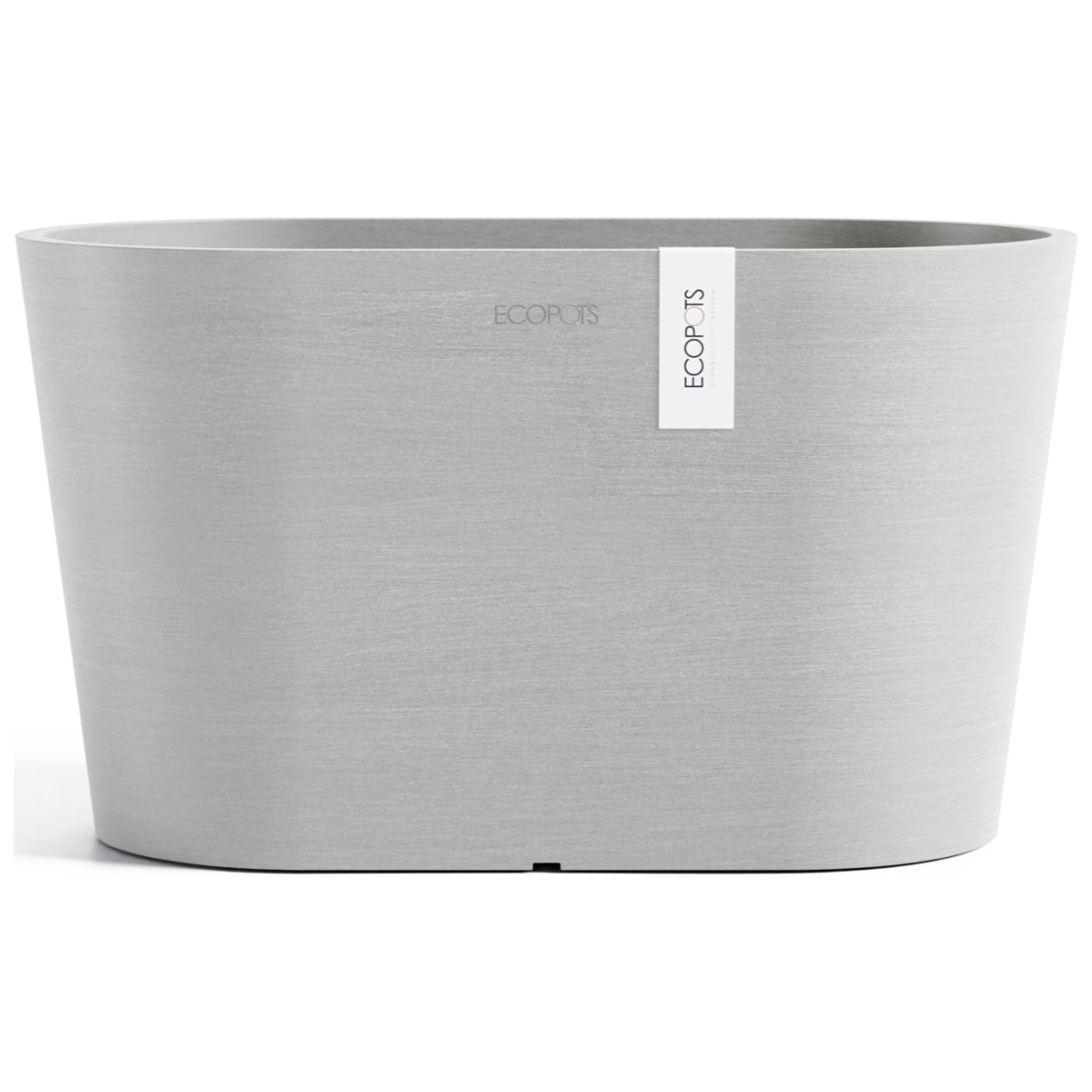 Ecopots 12" x 6.5" x 6.5" Oval White Grey Plastic Planter Flower Pot ...
