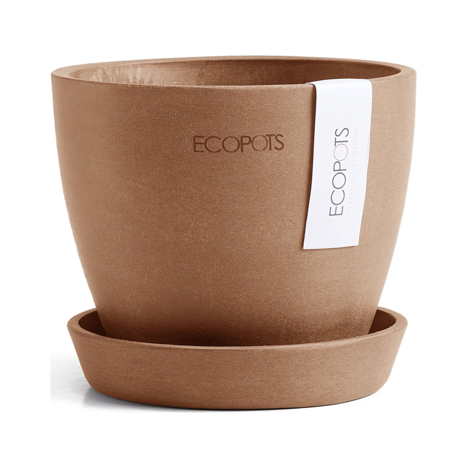 Ecopots 4.5" Diameter Round Terracotta Plastic Flower Pot with Drainage ...