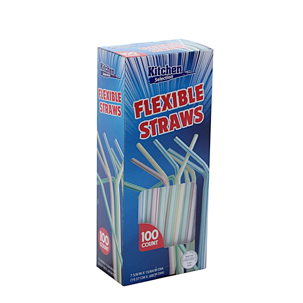 Ecoquality 24/100CT White Flexible Straws BPA Free Disposable Drinking ...