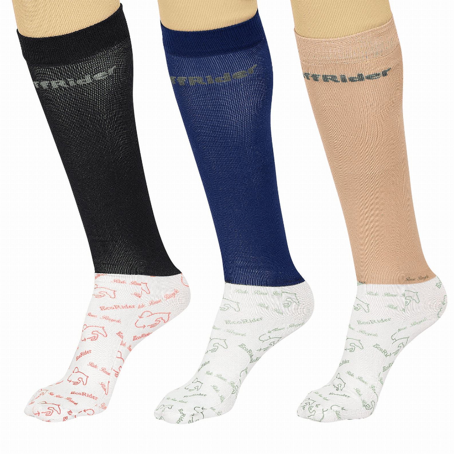 Ecorider By TuffRider Ladies 3 Pack Socks - Black/Light Tan/Navy ...