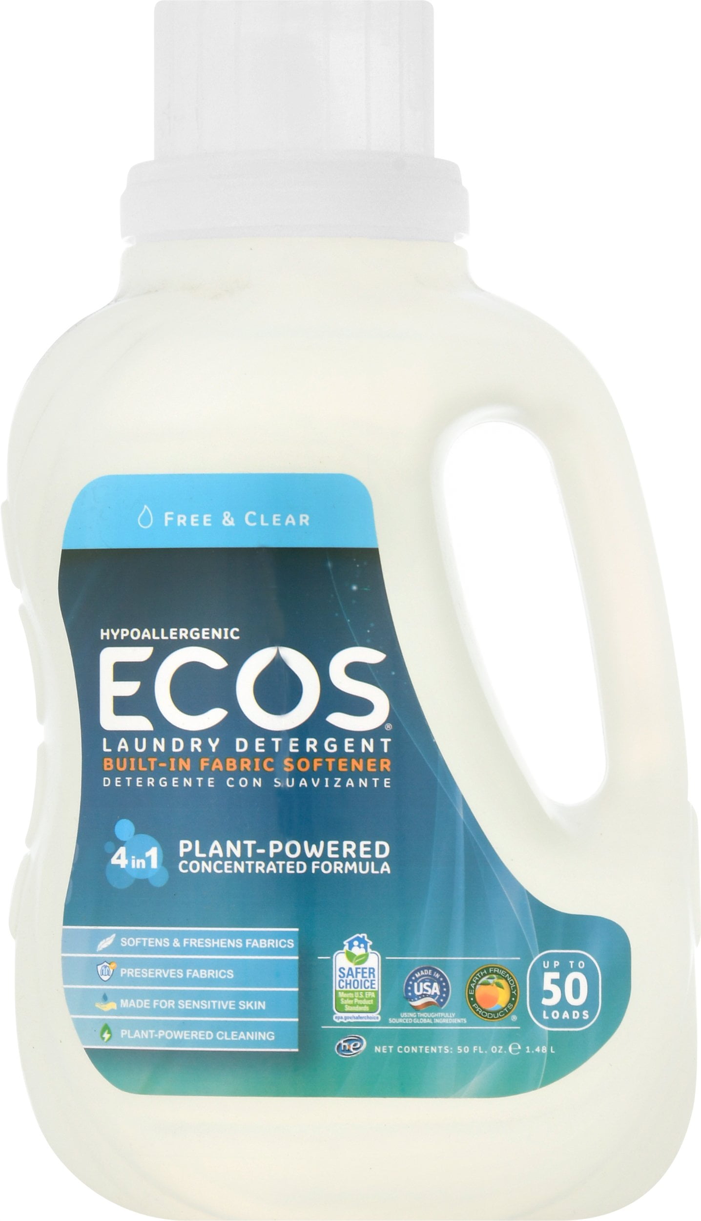 Ecos Plant-Based Laundry Detergent with Built-In Fabric Softener ...