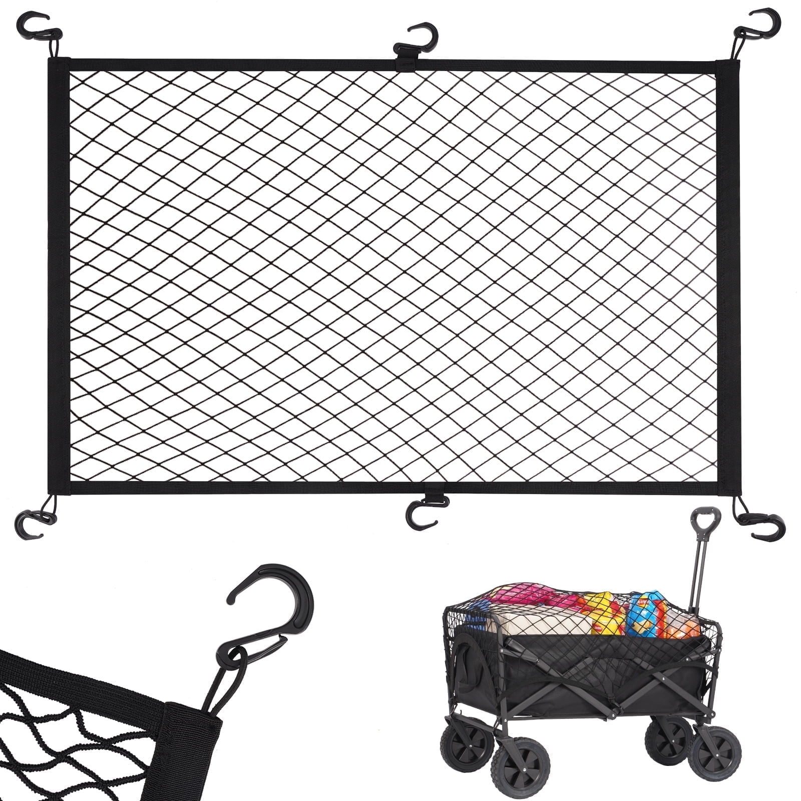 Ecoskio Wagon Cargo Net, 35.5" x 23.6", 40 lb Capacity, Foldable ...