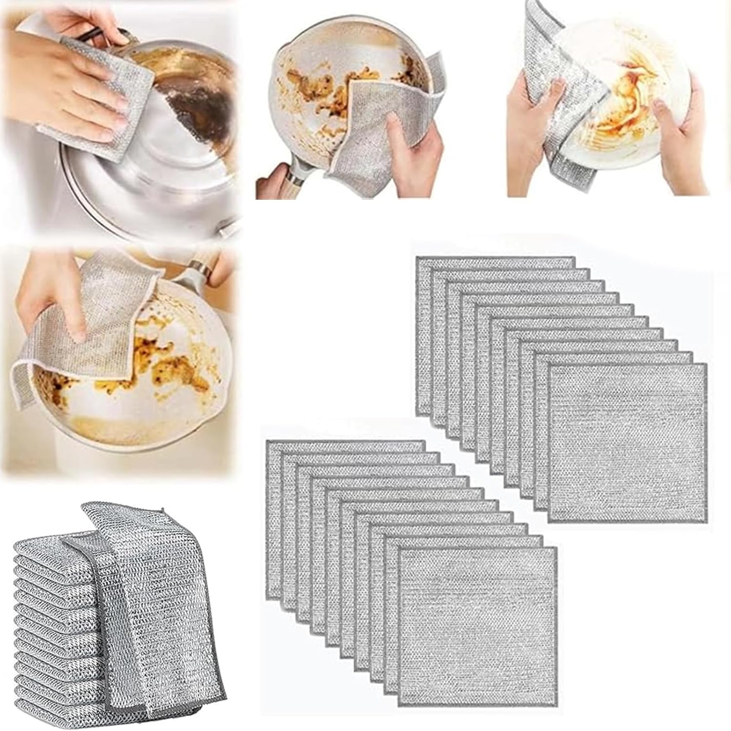 Ecosleek Cleaning Cloth, 10/20 Pcs Wire Dishwashing Rag, Multipurpose ...