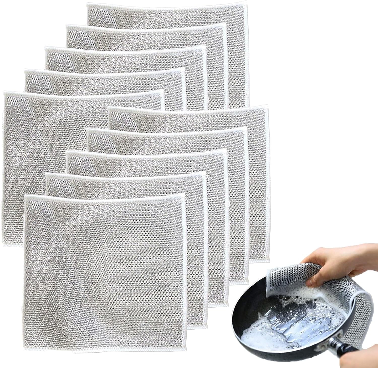 Ecosleek Cleaning Cloth, Metal Wire Dishwashing Cloths for Wet & Dry ...