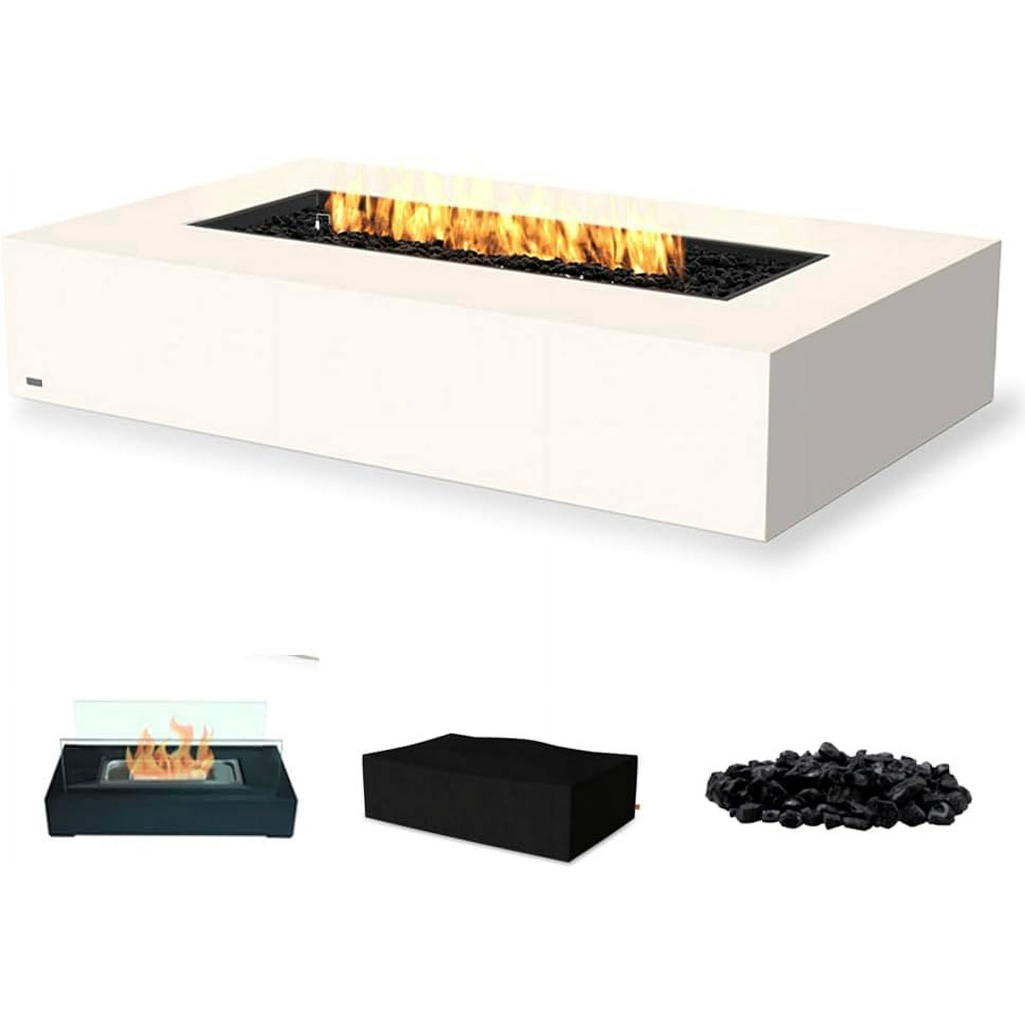 Ecosmart | Wharf 65 Fire Pit Table | Bone Color | Stainless Steel Gas ...