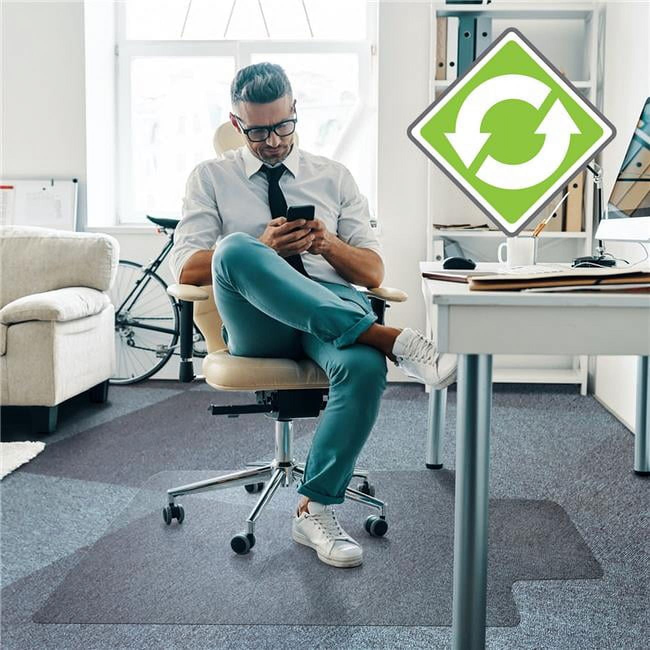 Ecotex Enhanced Polymer Lipped Chair Mat for Carpets up to 3/8' - 48' x ...