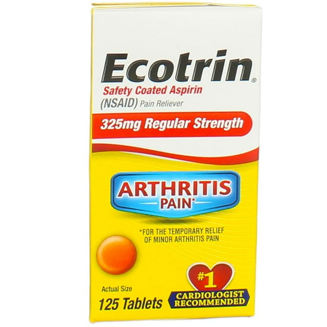 Ecotrin 325 mg Regular Strength Tablets 125 ea (Pack of 4) - Walmart.com